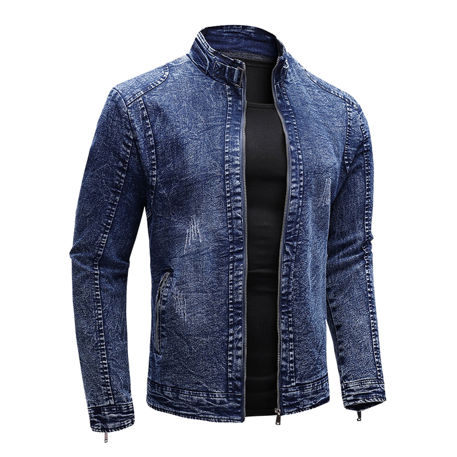 KaLI_store Men's Denim Jackets Jean Men Trucker Jacket Classic Slim Fit ...