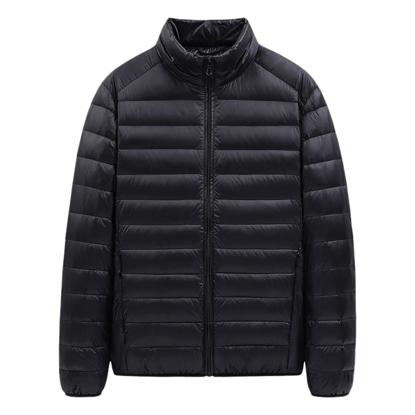 KaLI_store Men's Parka Jacket Men's Lightweight Down Puffer Solid Color ...
