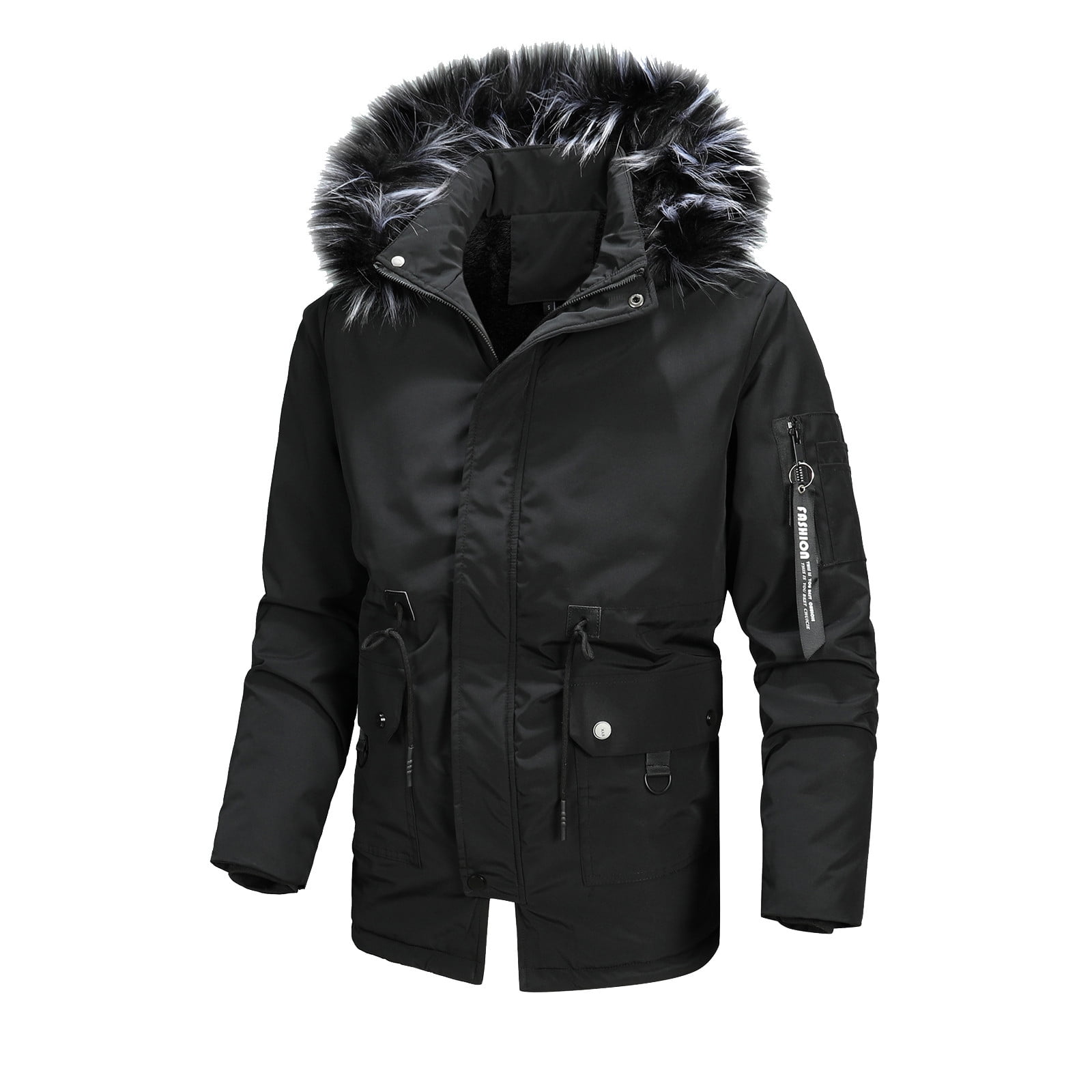 KaLI_store Men's Parkas Men's Parka Warm Winter Coat with Hood Jacket ...