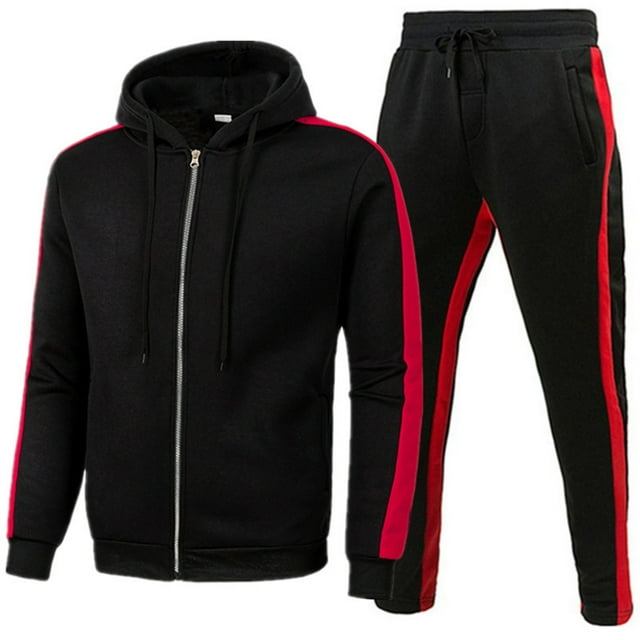 KaLI_store Men's Suits Men's Tracksuits 2 Piece Full Zip Hooded ...