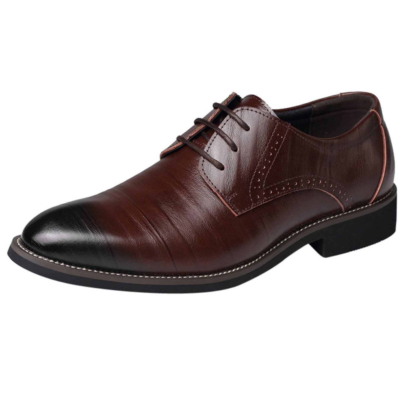 KaLI_store Mens Shoes Mens Leather Updated Classic Cap Toe Oxfords Lace ...