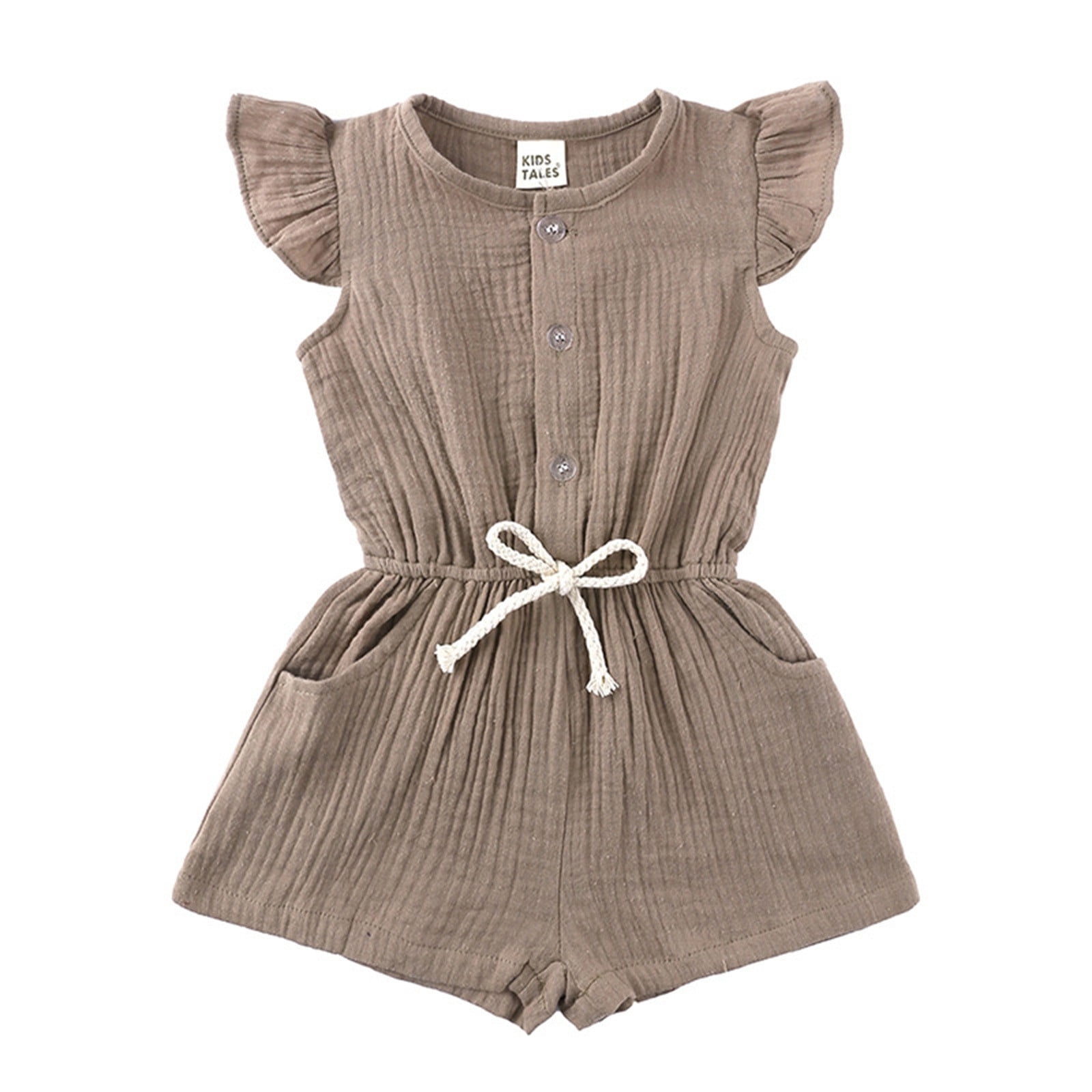KaLI_store Rompers for Girls Toddler Girl's Striped Tie Front Ruffle ...