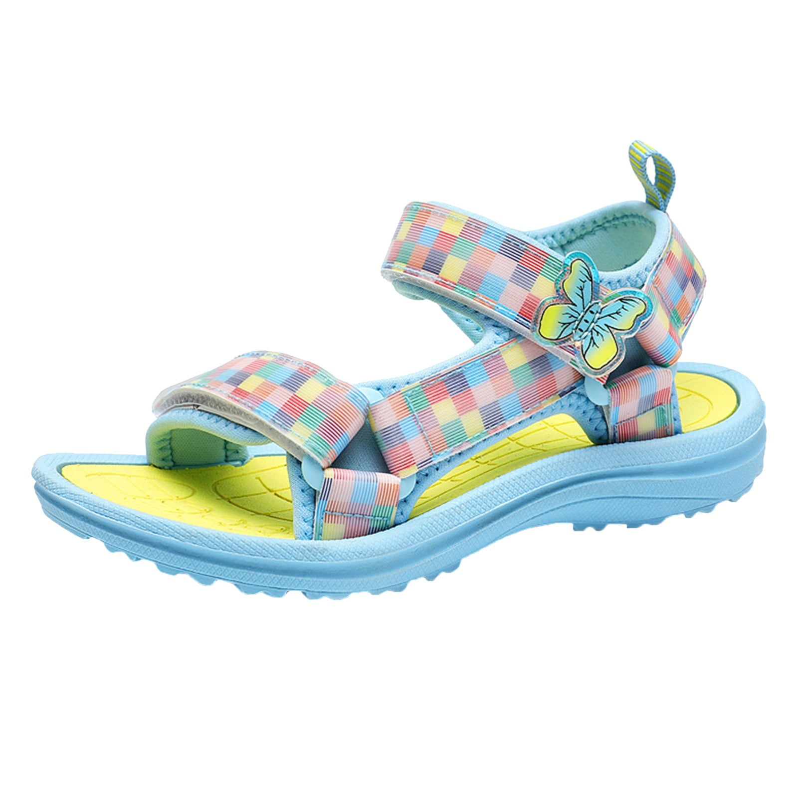 KaLI_store Toddler Girl's Glitter Sandals, Yellow, Open Toe, Hook and ...