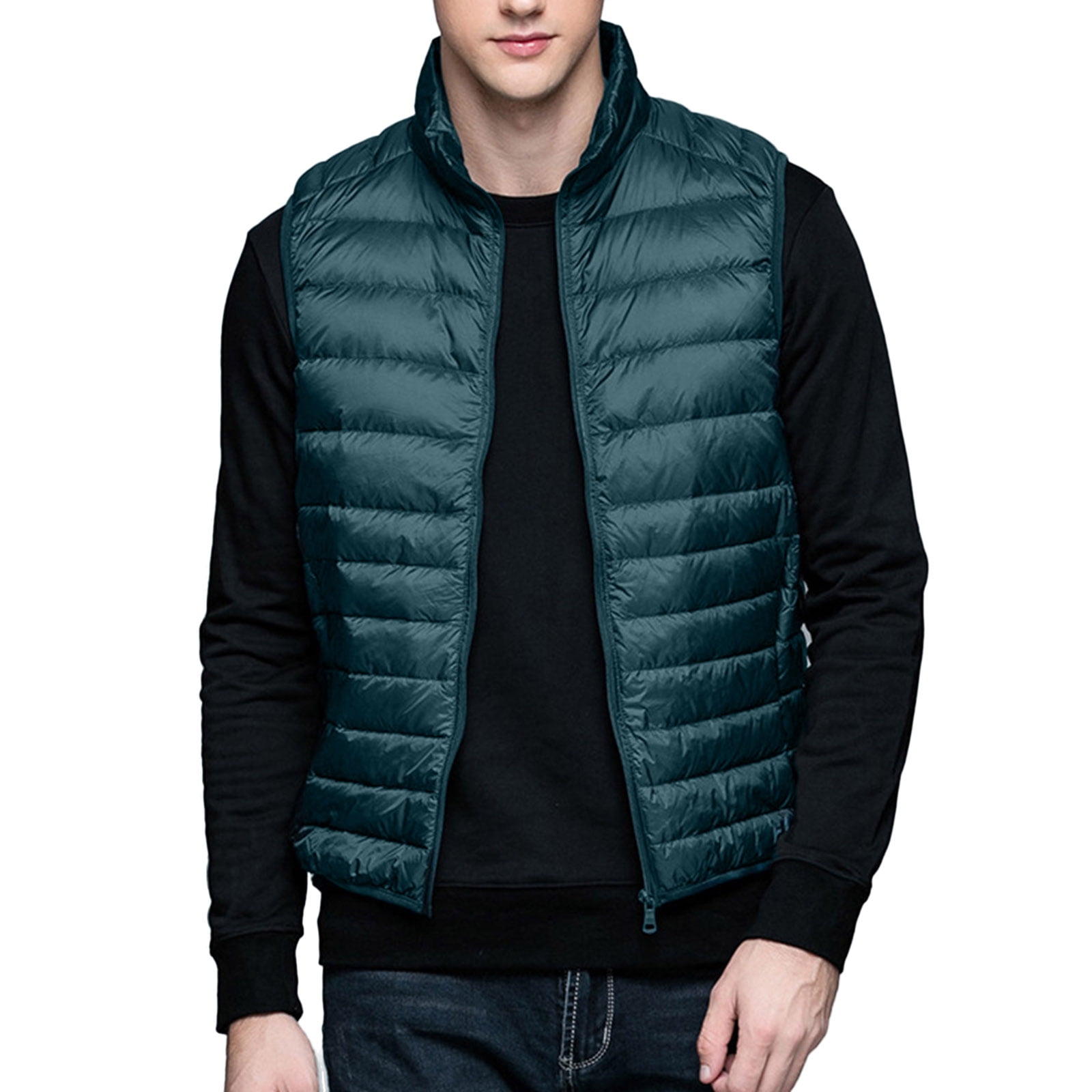 KaLI_store Vest for Men Fashion Mens Warm Cold Weather Parka Coat Blue ...