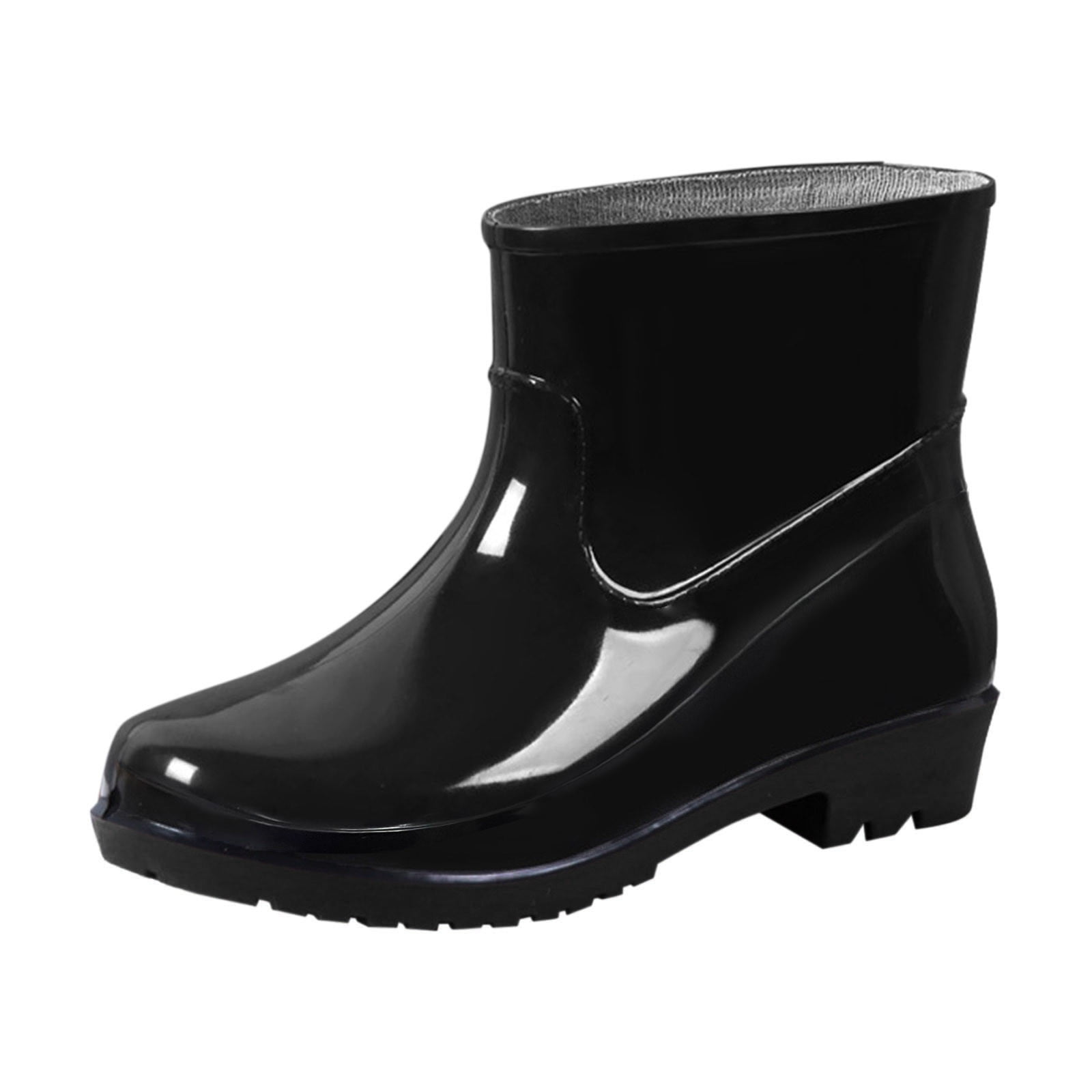 KaLI_store Women Shoes Women's Rain Boots with Rivet Ankle Rubber Boots ...