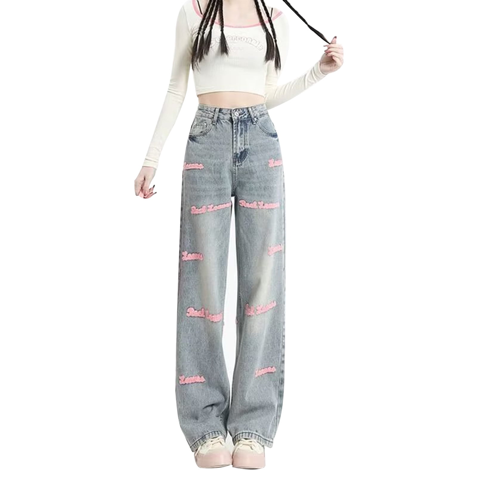 KaLI_store Womens Jeans Womens High Waisted Bell Bottom Jeans Flare ...
