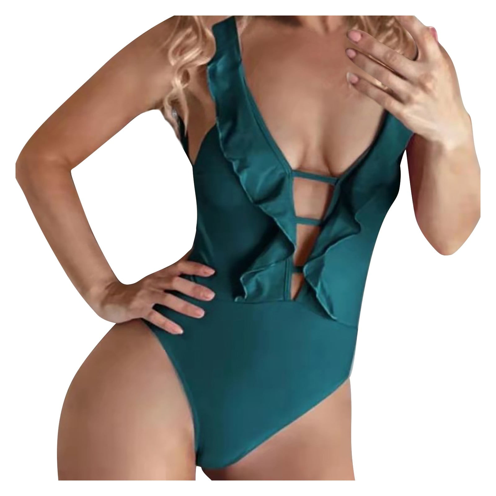 Kali Store Womens Swimsuits Women Lace Up One Piece Swimsuit Deep