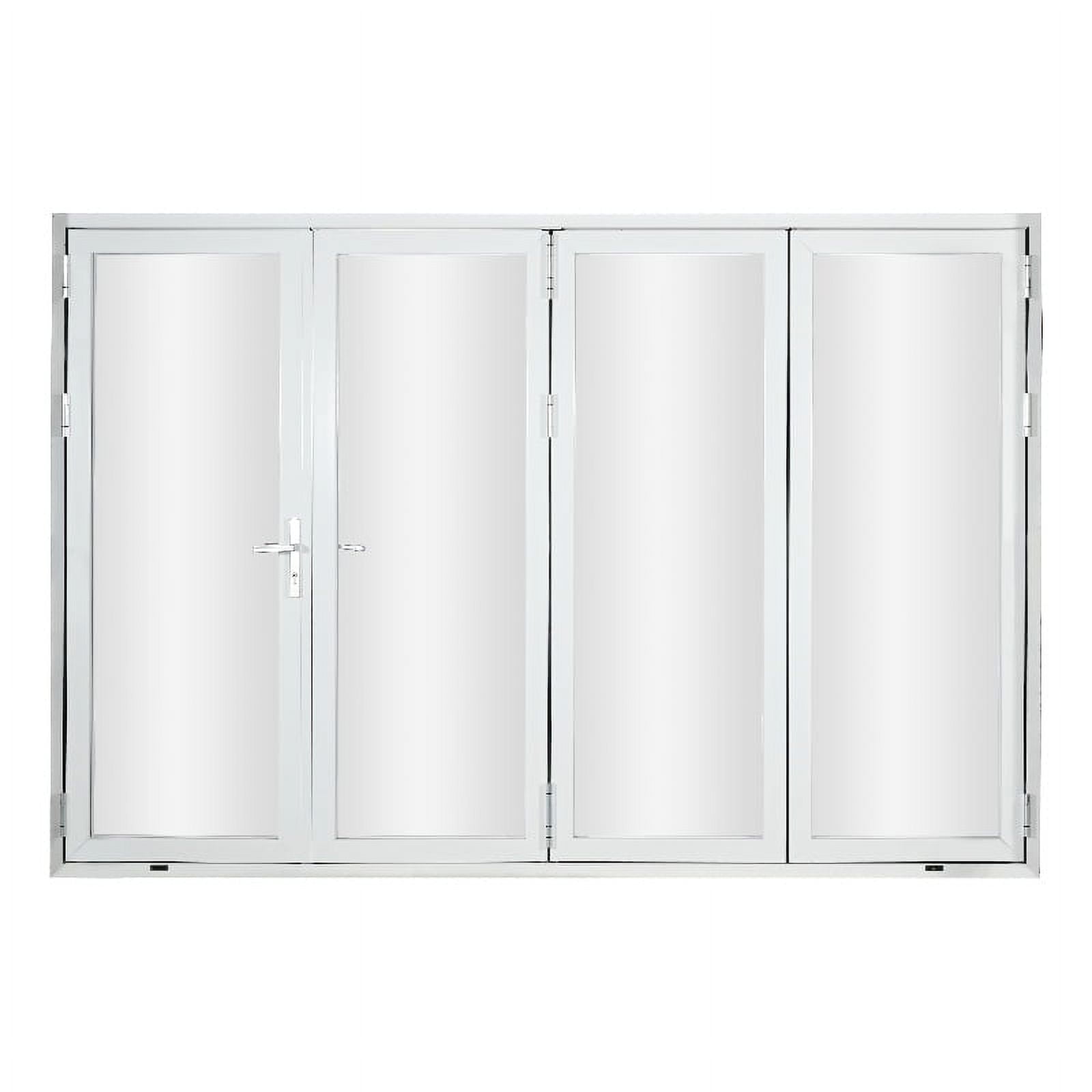 KaMic 4 Panels 120"x96" Aluminum Glass Foldable Door, Right Swing ...