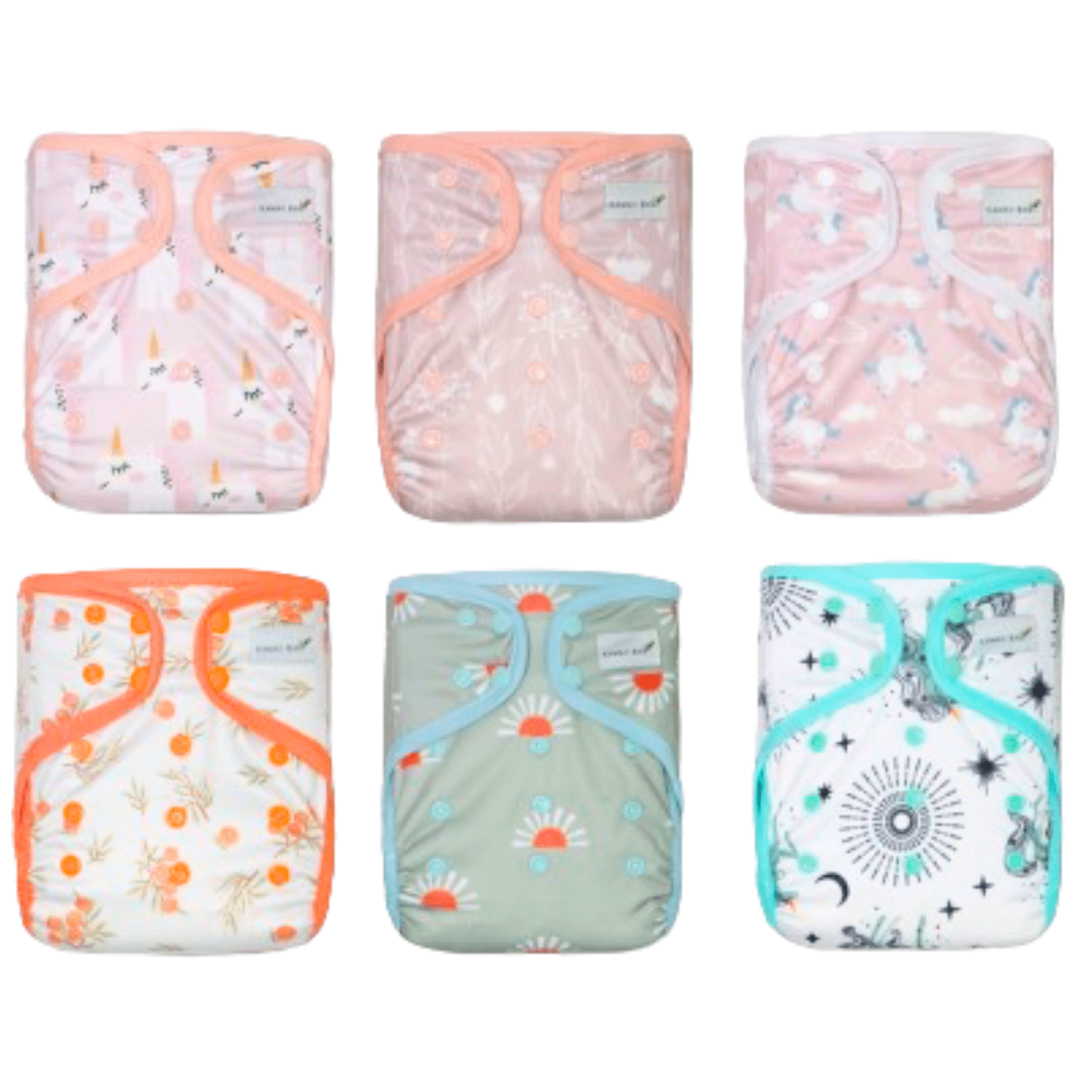 KaWaii Baby 6 Happy Leak-Free Cloth Diaper Covers, Double-Layer ...