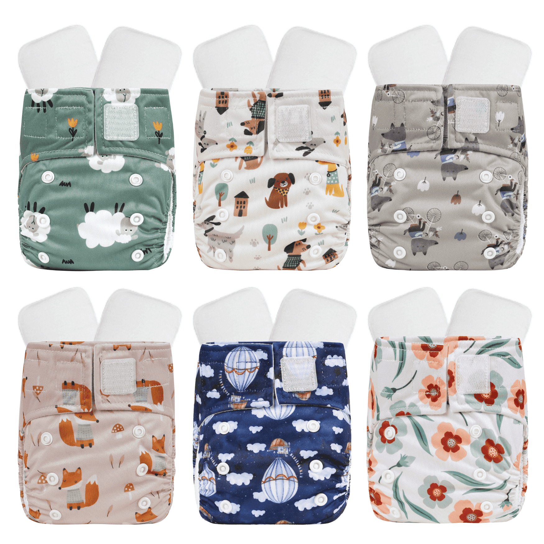 KaWaii Baby Newborn Pocket Cloth Diaper 6 pack Reusable & 12 Inserts ...