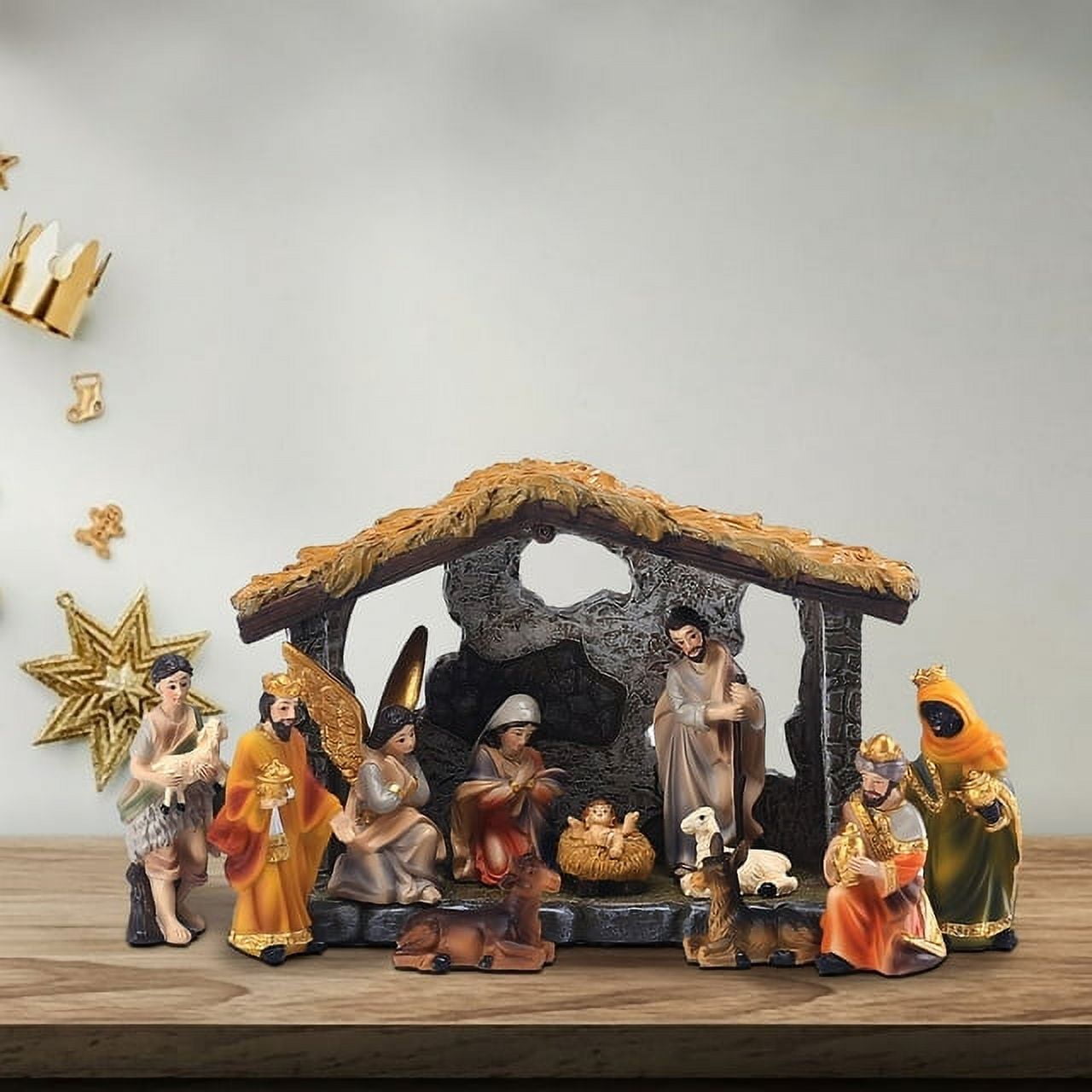 Kaacd Christmas Nativity Scene Hand Painted Sculpted Collectable Table ...