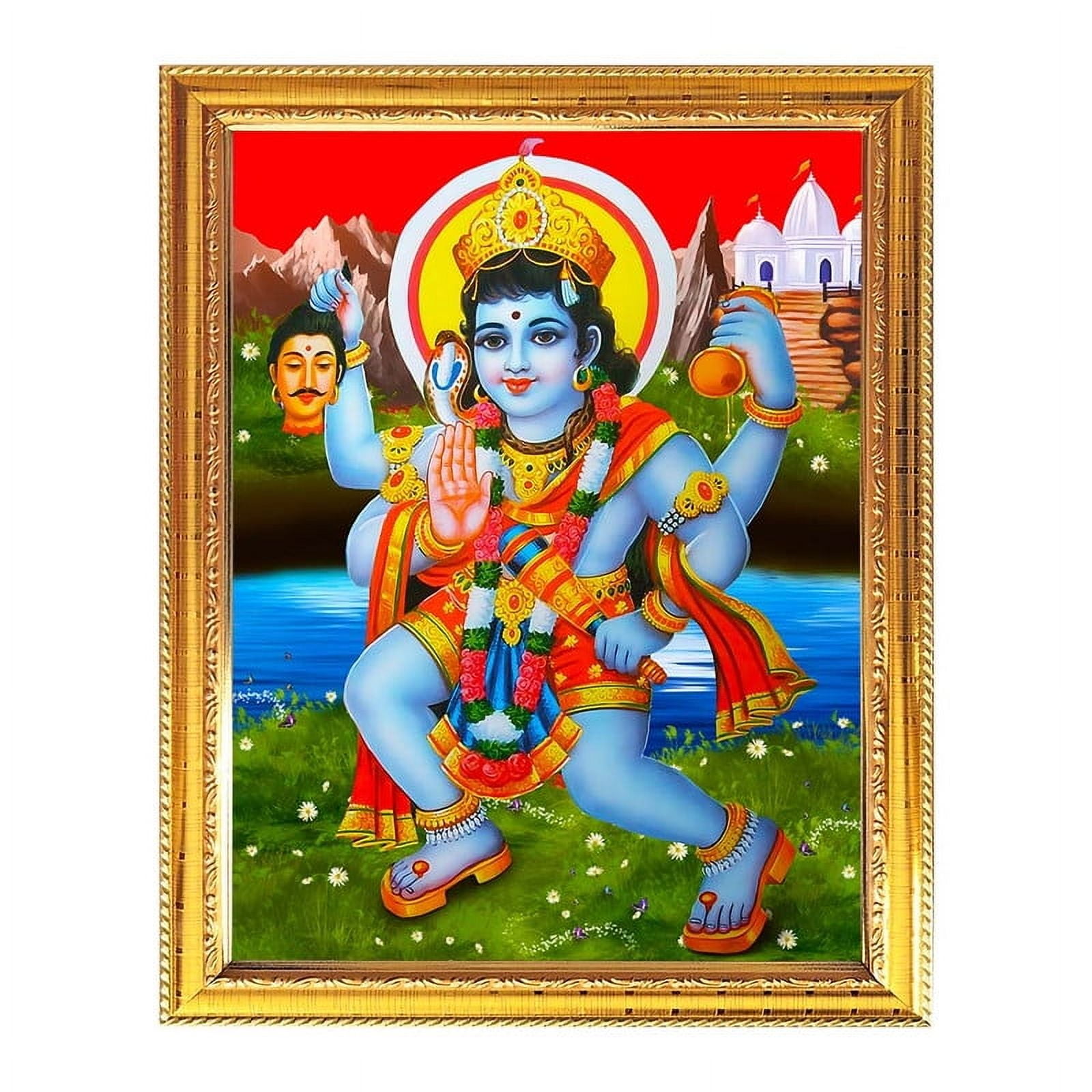 Kaal Bhairav Indian God Photo With Golden Frames For Pooja And Wall ...