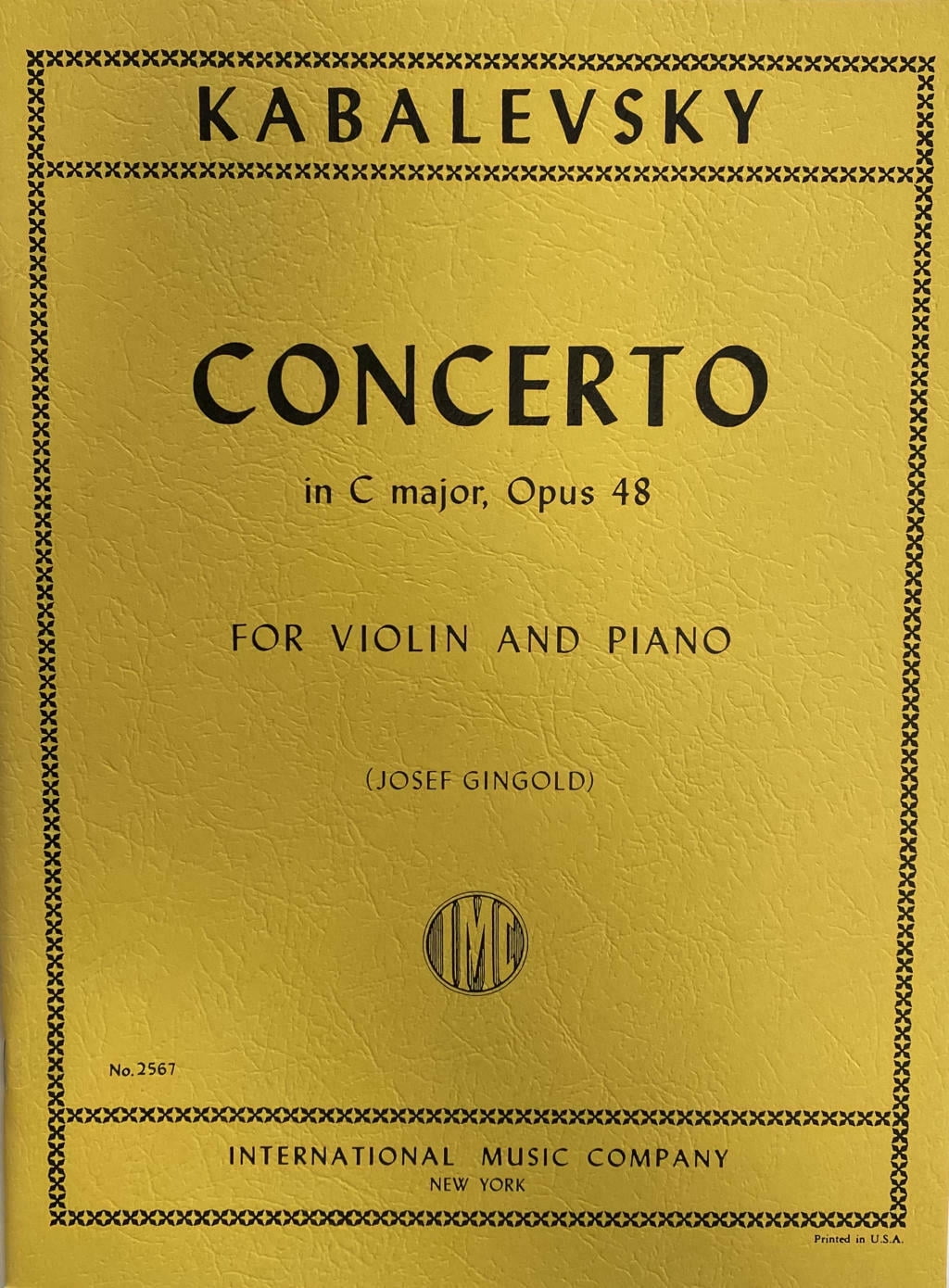 Kabalevsky, Dmitri Concerto in C Major, Op 48 Violin and Piano by Josef ...