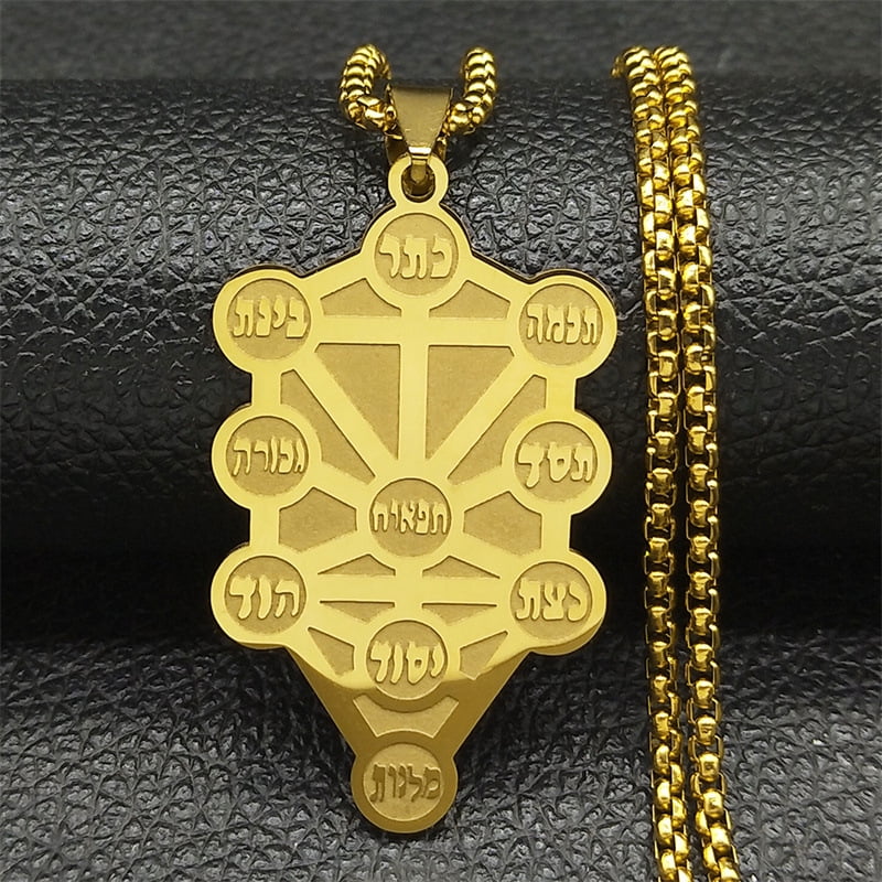 Kabbalah Tree of Life Amulet Pendant Necklace for Women Men 14K Yellow ...