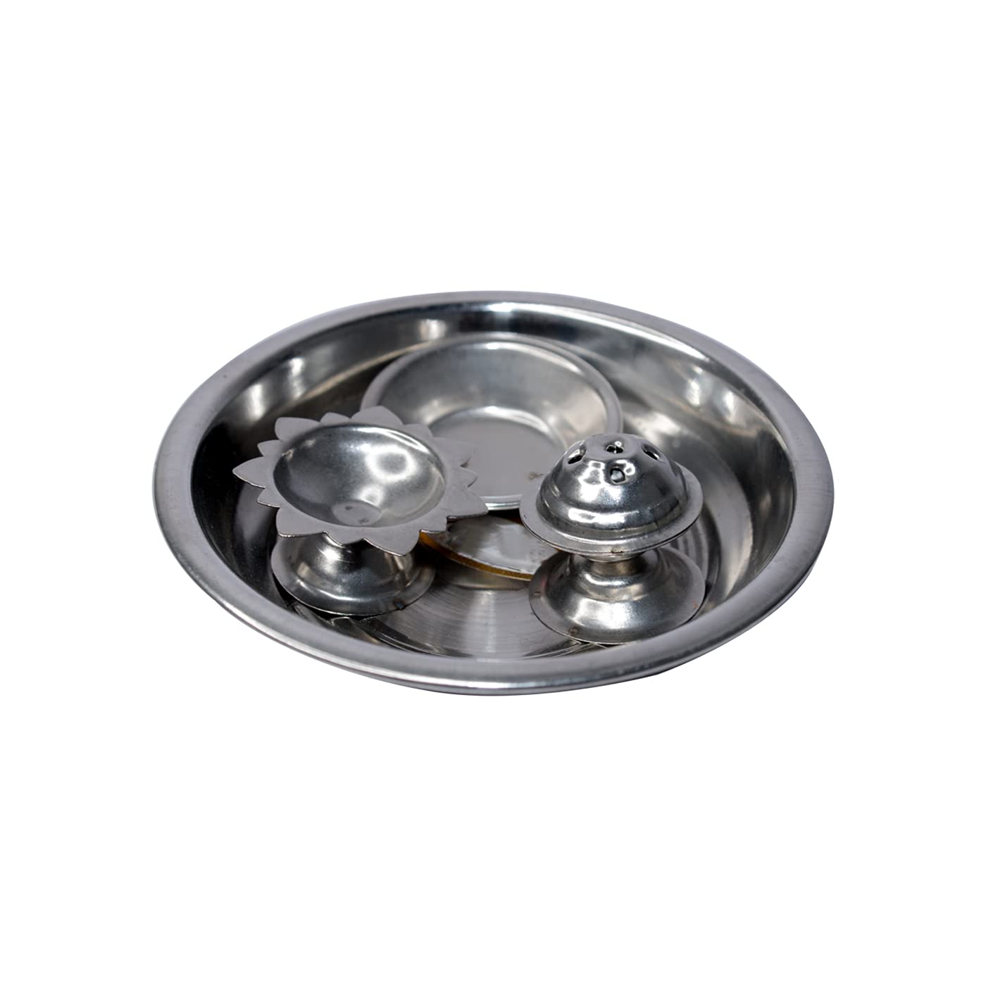 Kabello Stainless Steel Pooja Aarti Thali Set For Home Temple Pack Of 1 ...
