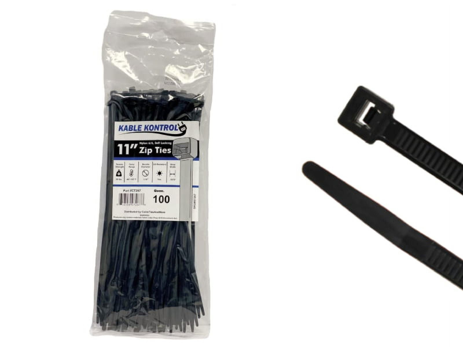 Kable Kontrol Black Zip Ties - 11" Inch Long - UV Resistant Nylon - 50 ...