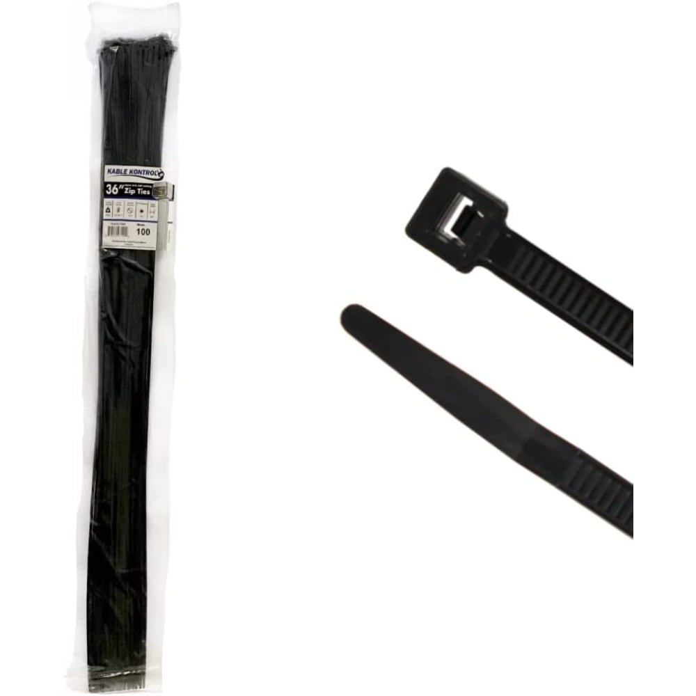 Kable Kontrol Black Zip Ties - 36" Inch Long - UV Resistant Nylon - 50 ...