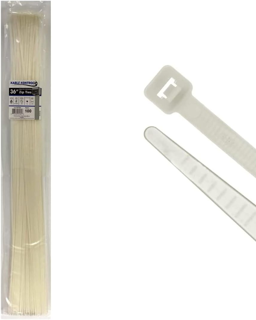 Kable Kontrol Clear Zip Ties - 36" Inch Long - Natural Nylon - 50 Lbs ...