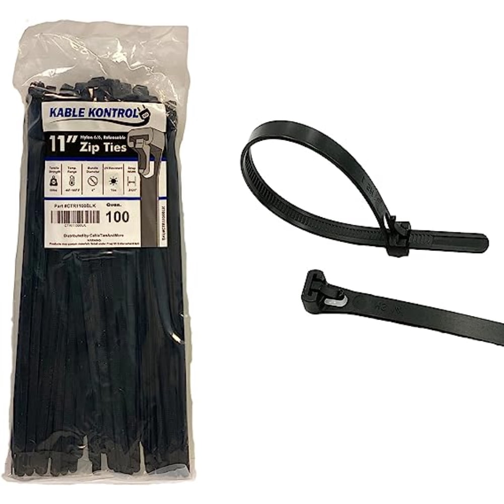 Kable Kontrol Releasable Reusable Zip Ties - 11" Long - 50 Lbs Tensile ...