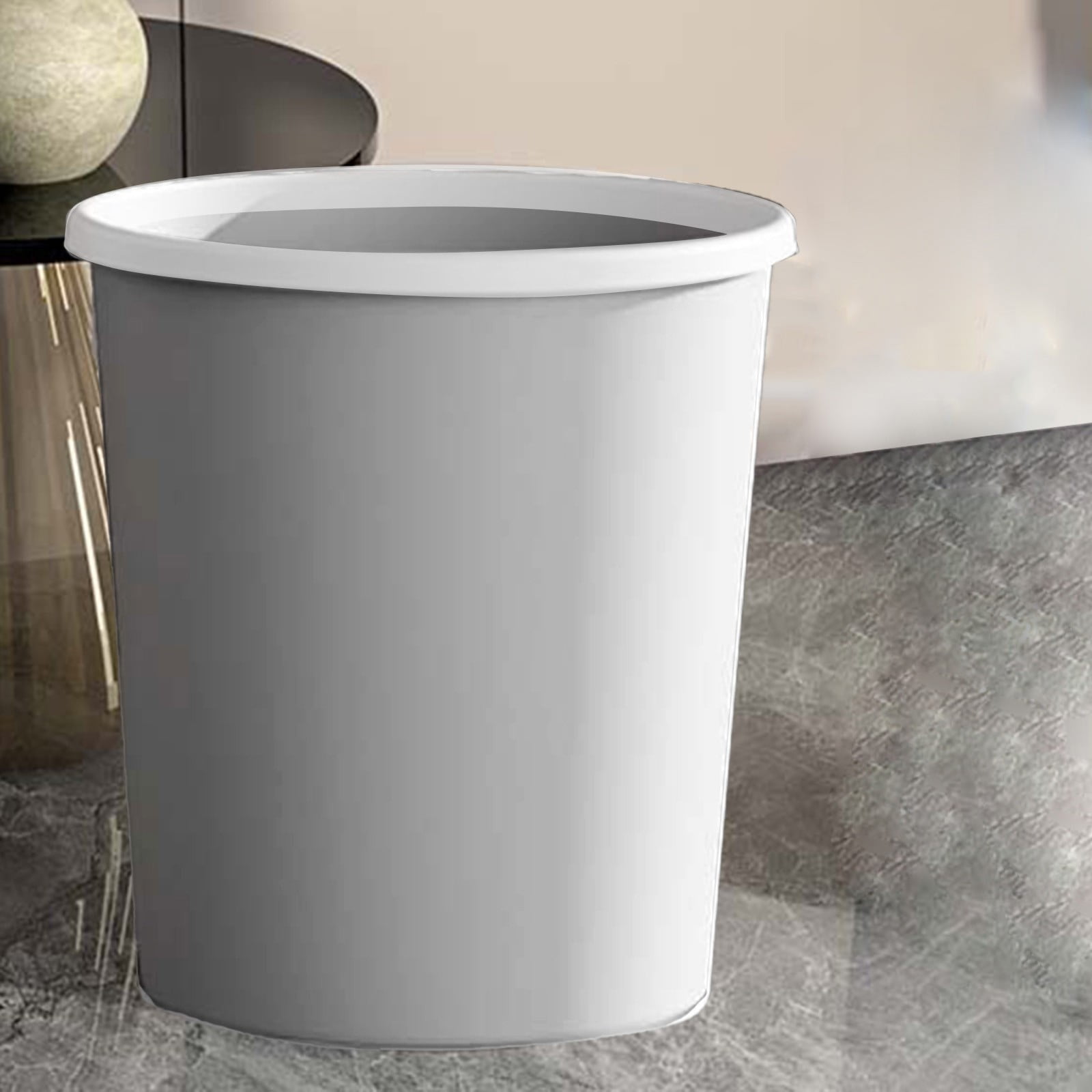 Kabnic Trash Can Round Plastic Small Trash Can Wastebasket 15L Garbage ...