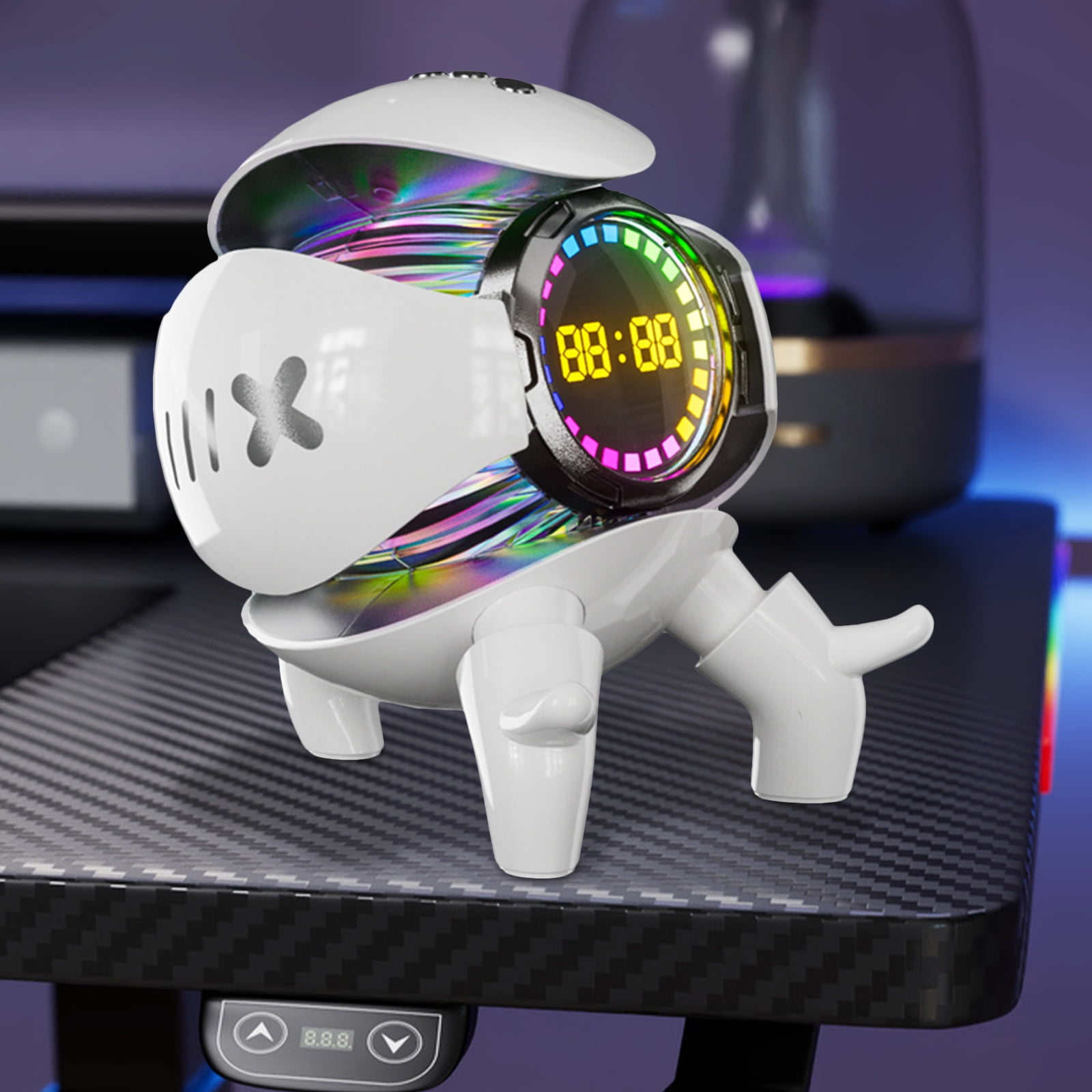 Kabnic Bluetooth Speaker Alarm Clock with FM Radio, RGB Ambient Lights ...