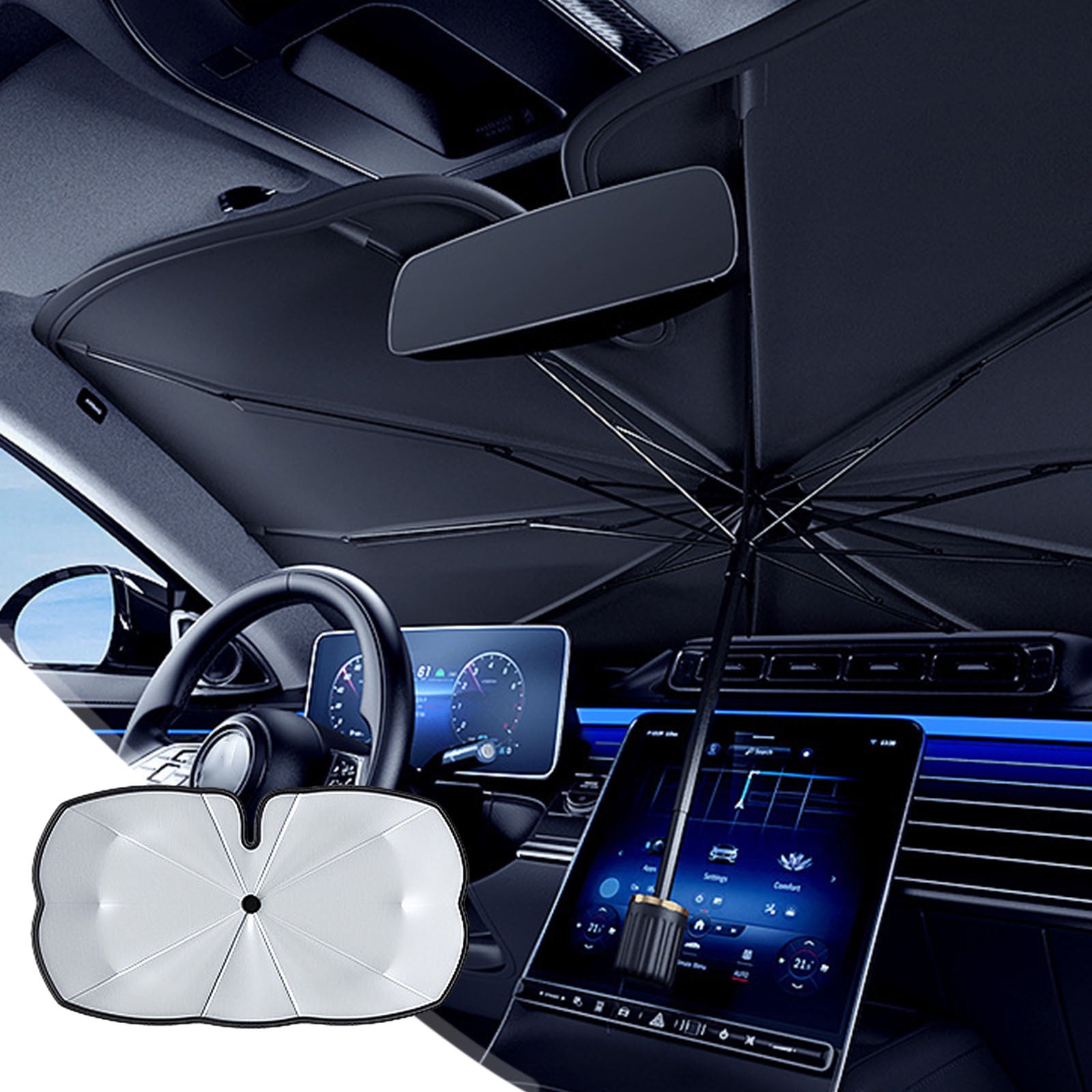 Kabnic Car Sun Shade Windshield Umbrella - Reflective Coating, Dual ...