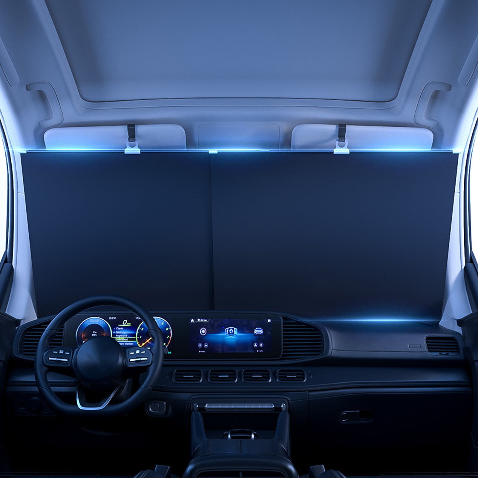 Kabnic Car Windshield Sun Shade, Automatic Rolling Shutter, Front Heat ...