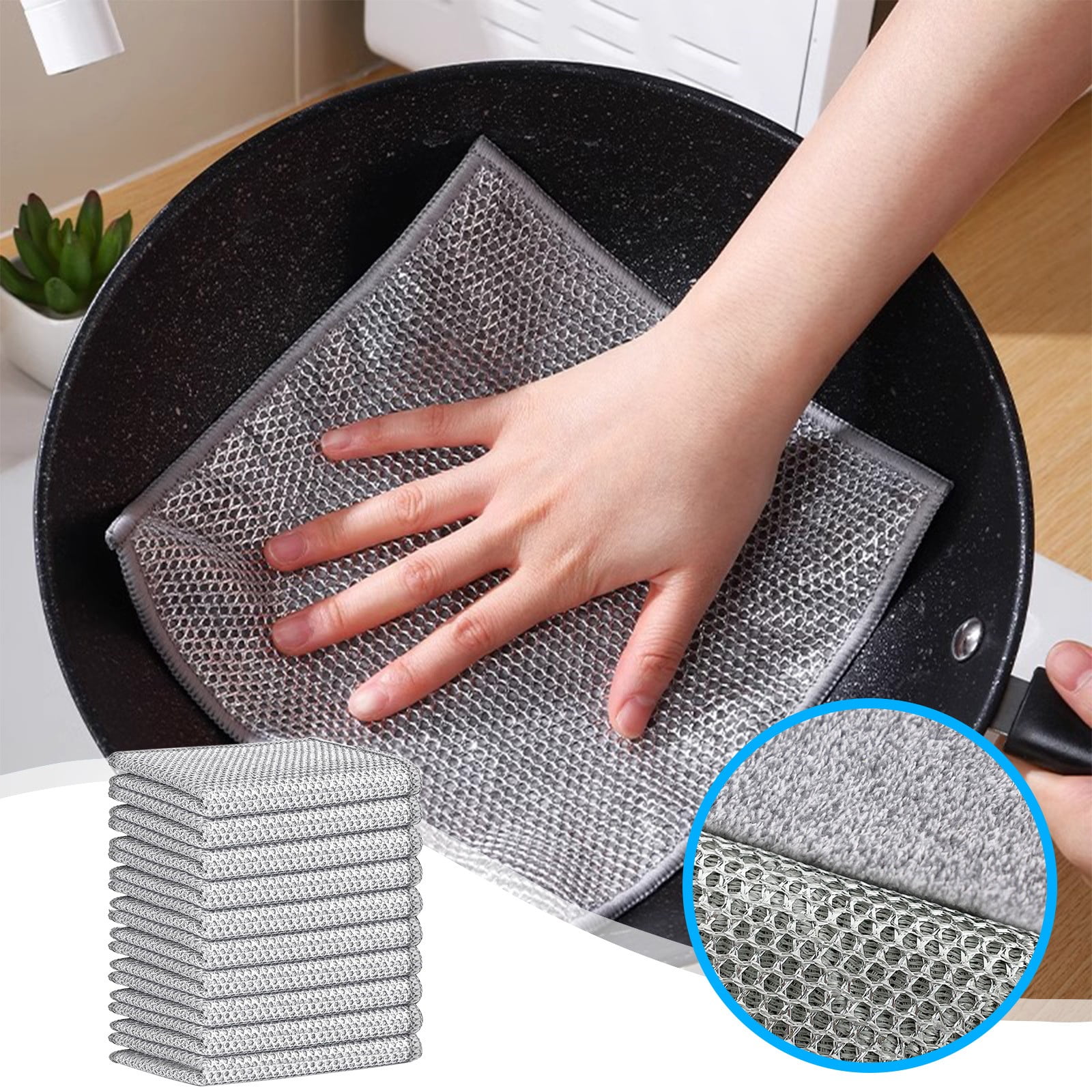 Kabnic Dish Towels, Kitchen Towels, 10 Pcs Wet and Dry Double-Sided ...