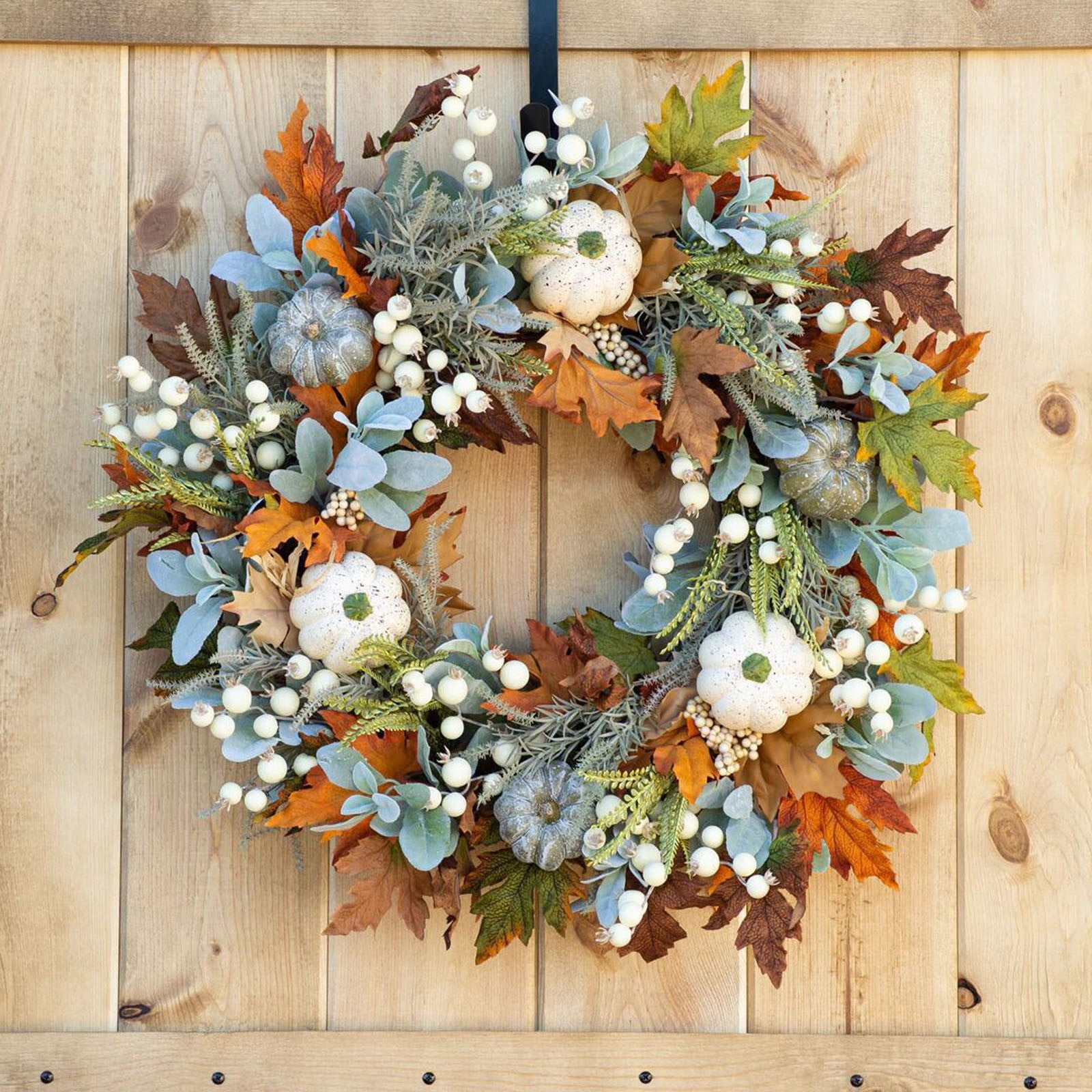 Kabnic Fall Wreaths for Front Door, Fall Wreath, Pumpkins and ...