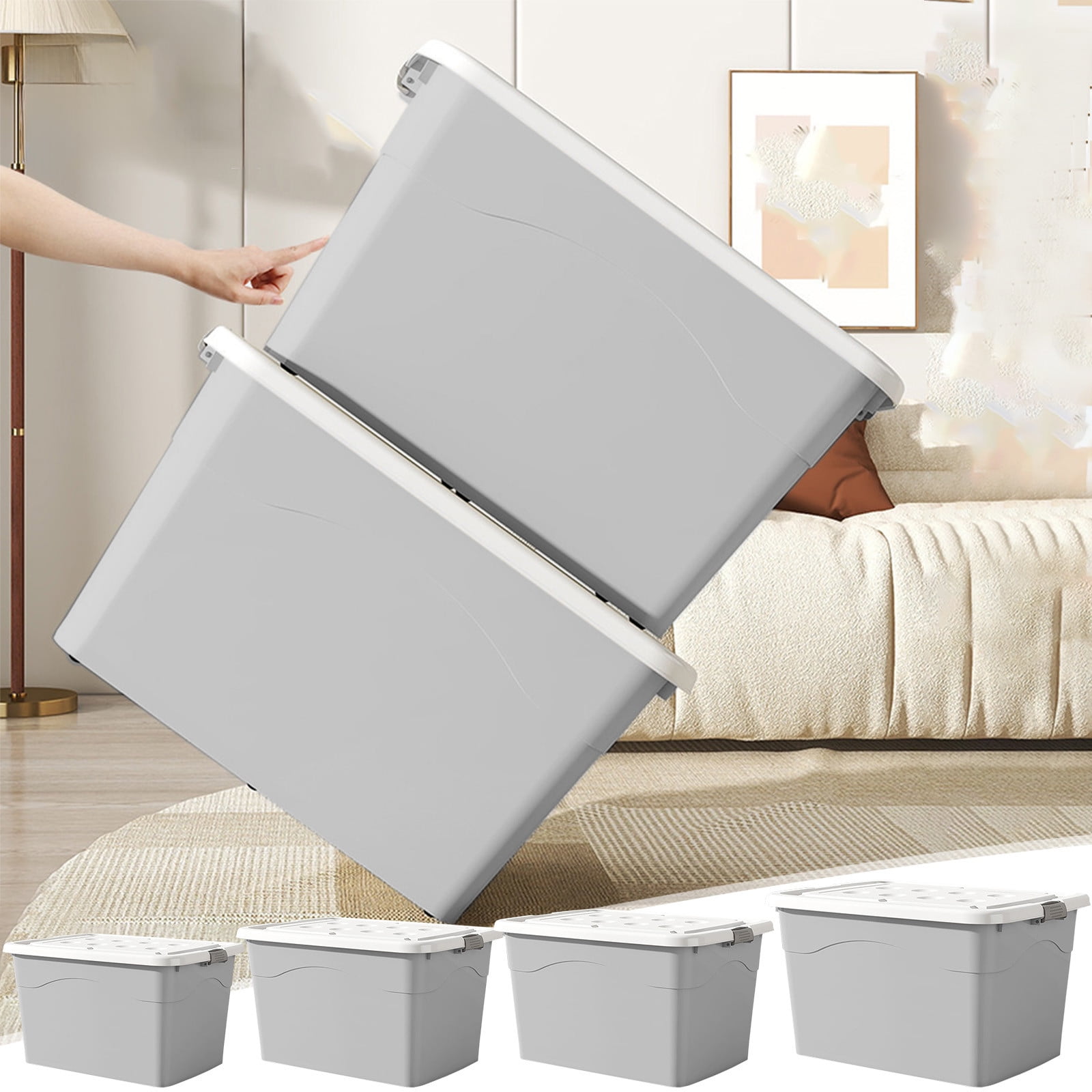 Kabnic Large Capacity Clothes Storage Boxs, Closet Organizers Bin with ...