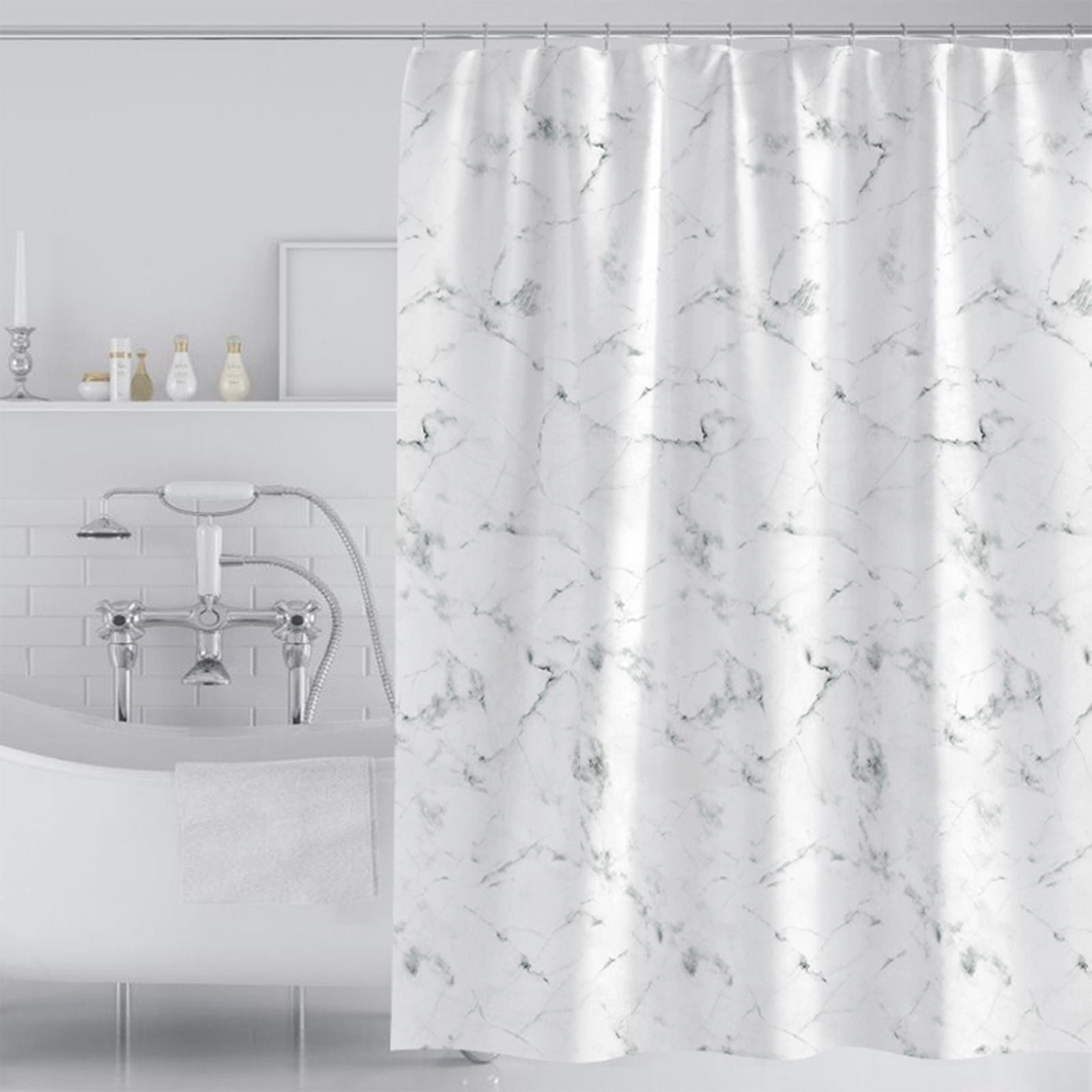Kabnic Marble Shower Curtain - 3D Stone Textured Grey White Bathroom ...
