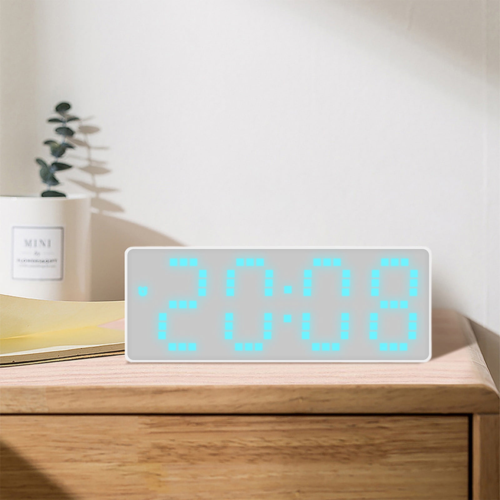 Kabnic Mirror LED Digital Alarm Clock for Bedroom, Auto Dimming ...