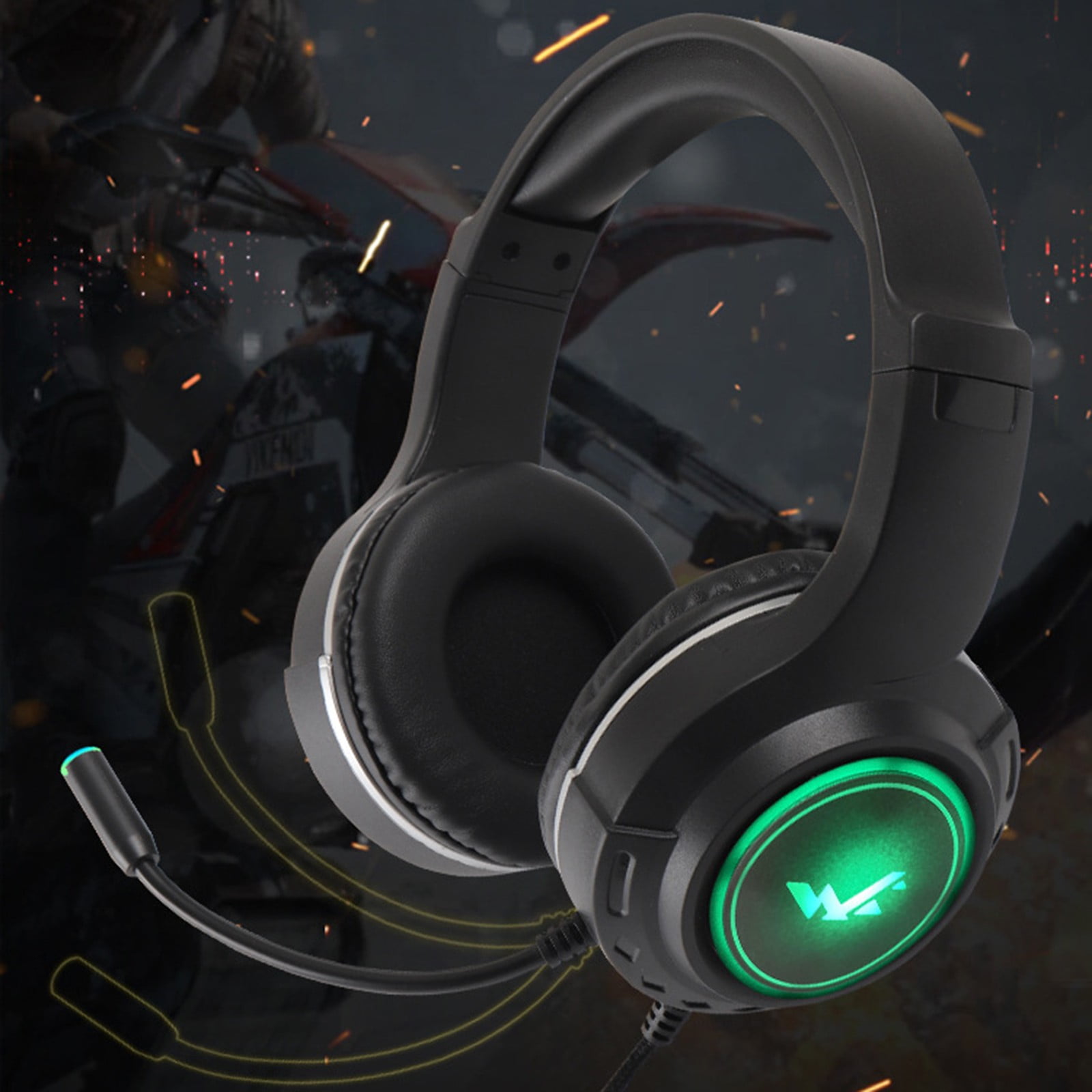 Kabnic Over Ear Headphones, Head Mounted Wired Headphones with Cool ...