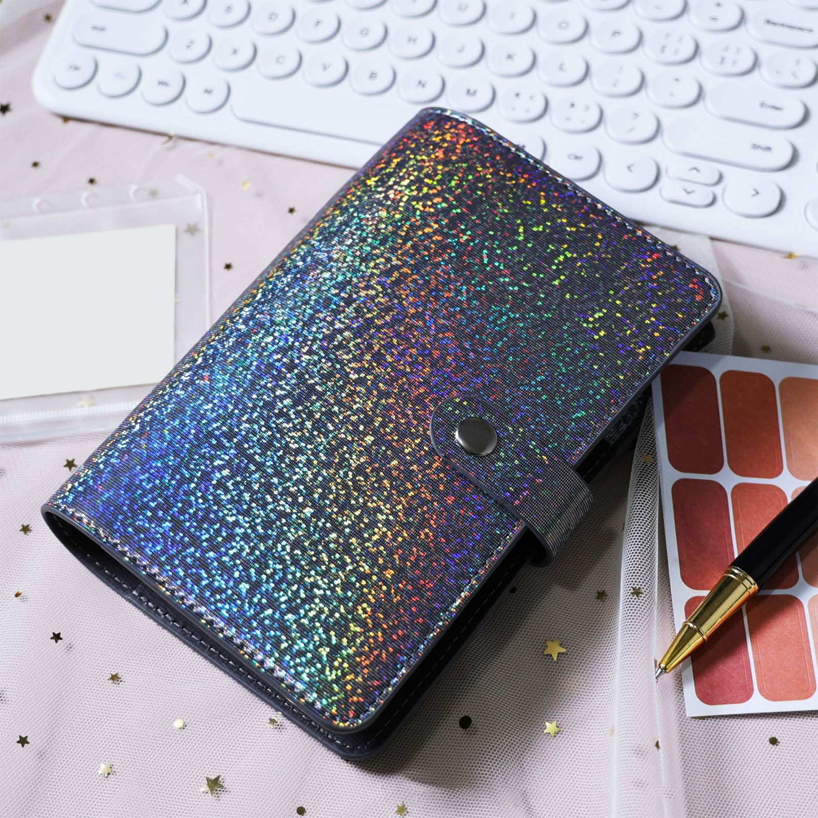 Kabnic Server Books for Waitress, A6 Binder 6 Ring, Glitter Leather ...