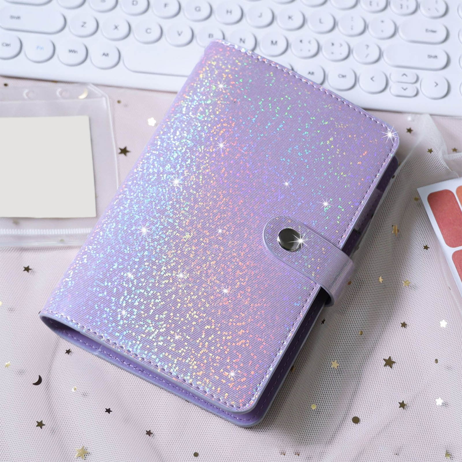 Kabnic Server Books for Waitress, A6 Binder 6 Ring, Glitter Leather ...