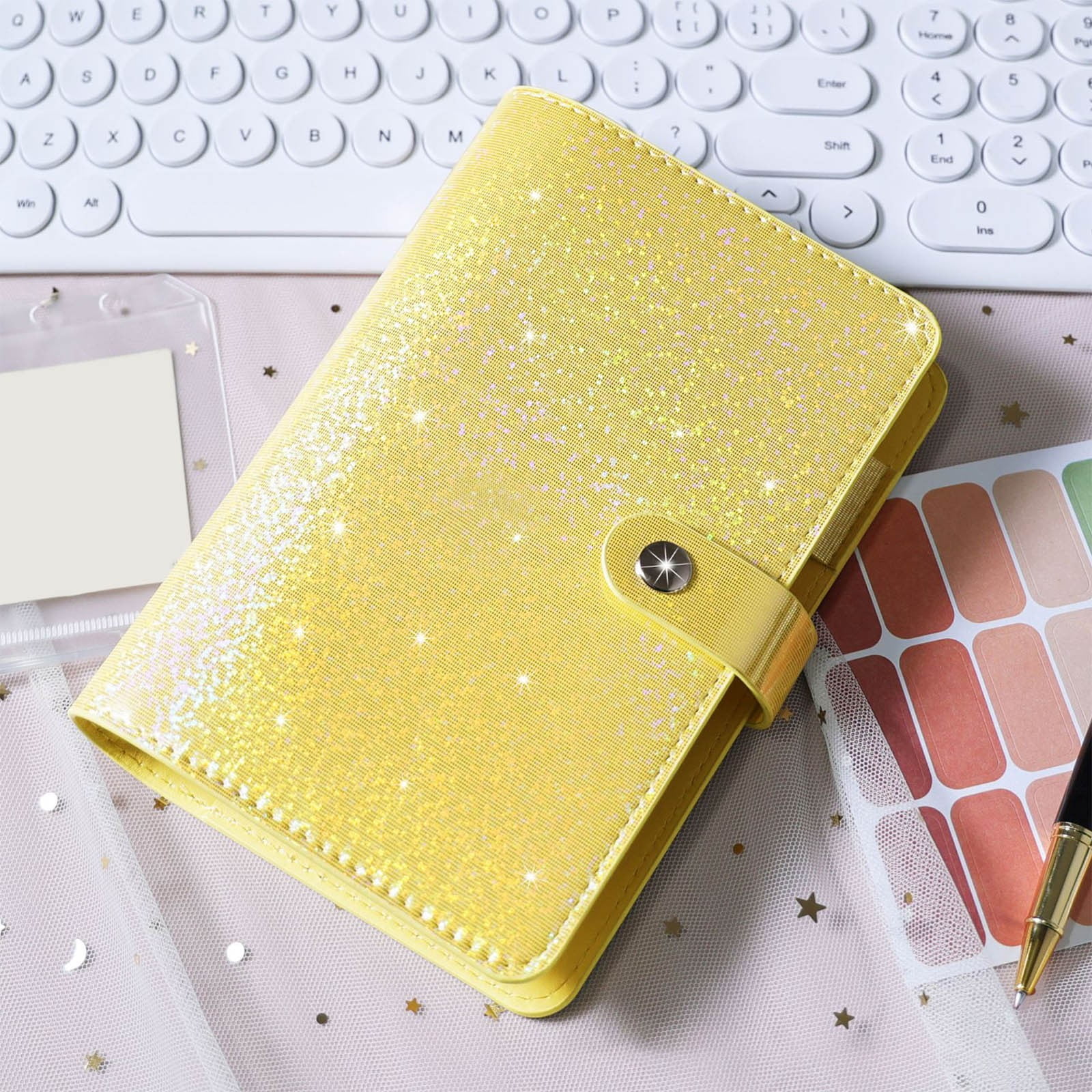 Kabnic Server Books for Waitress, A6 Binder 6 Ring, Glitter Leather ...