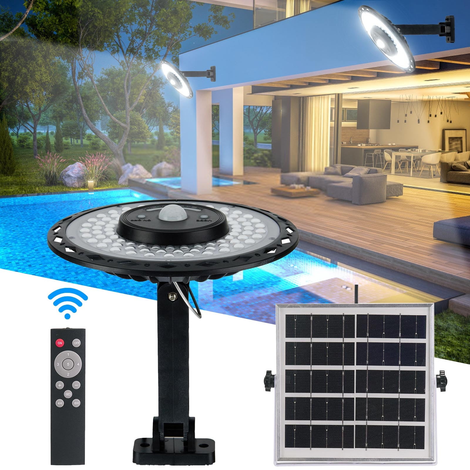 Kabnic Solar Lights Indoor Outdoor, 3000LM Solar Shed Light Rotation ...