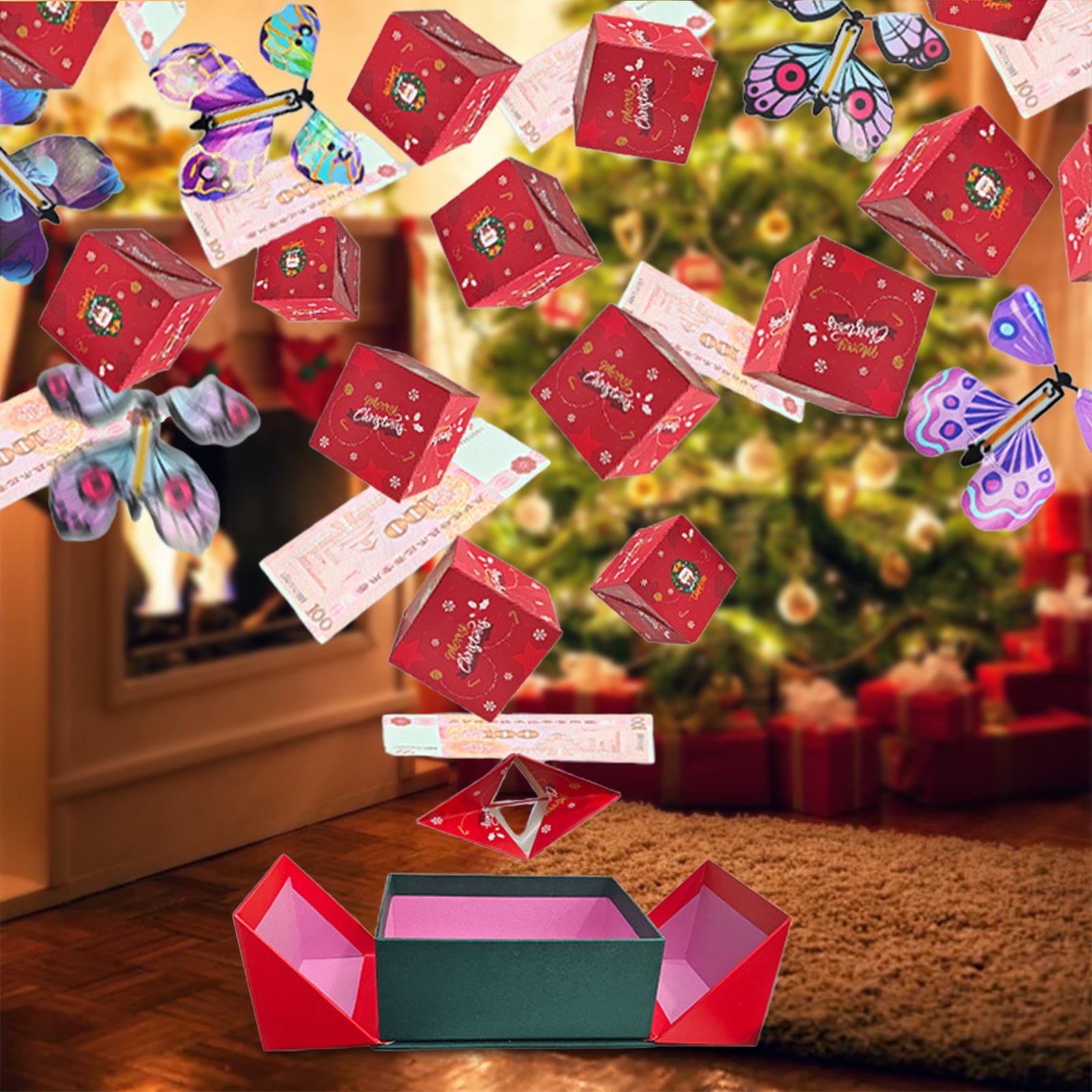 Kabnic Surprise Gift Box Explosion Christmas, Pop Up Flying Butterfly ...