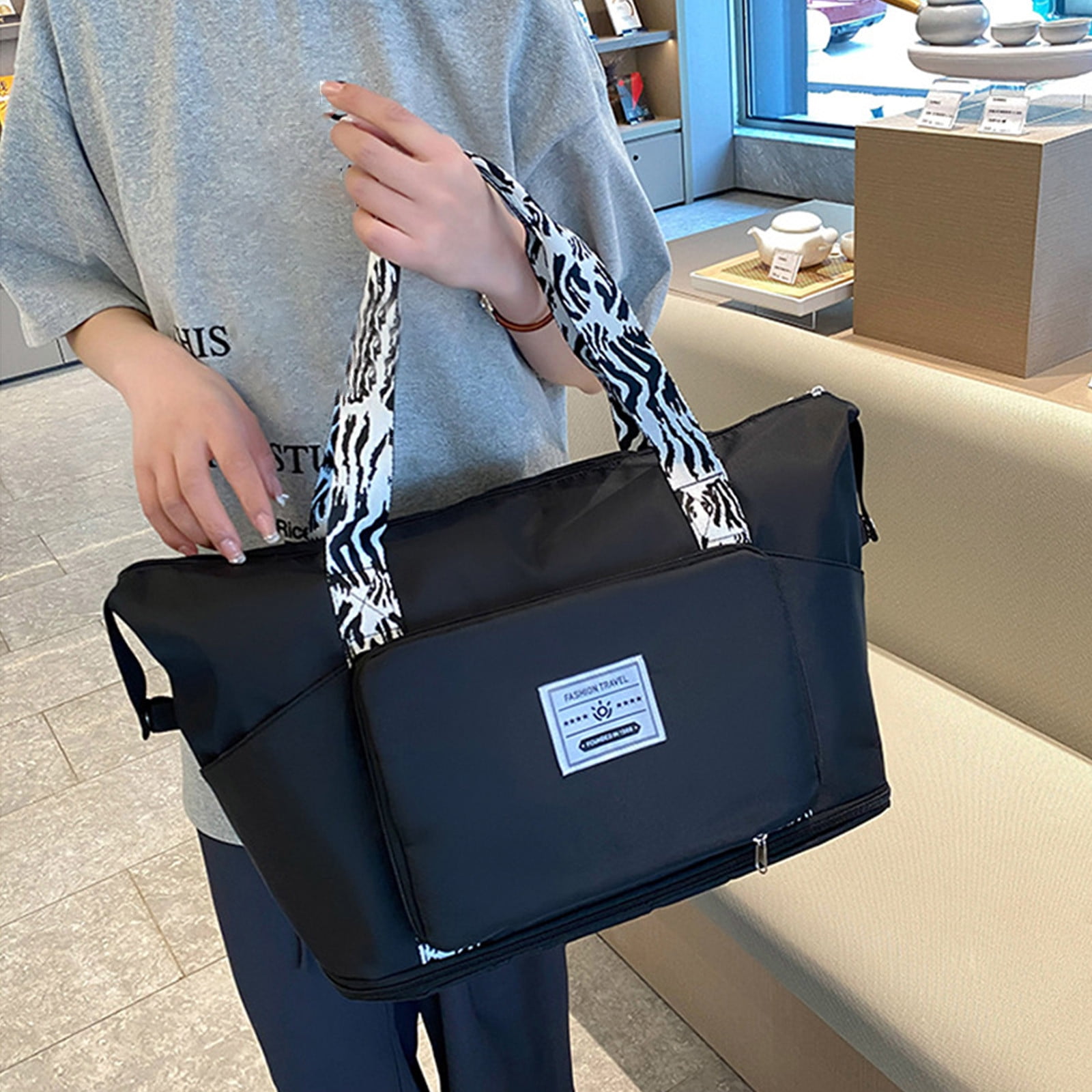 Kabnic Travel Duffel Bag, Expandable Shoulder Weekender Overnight Bag ...