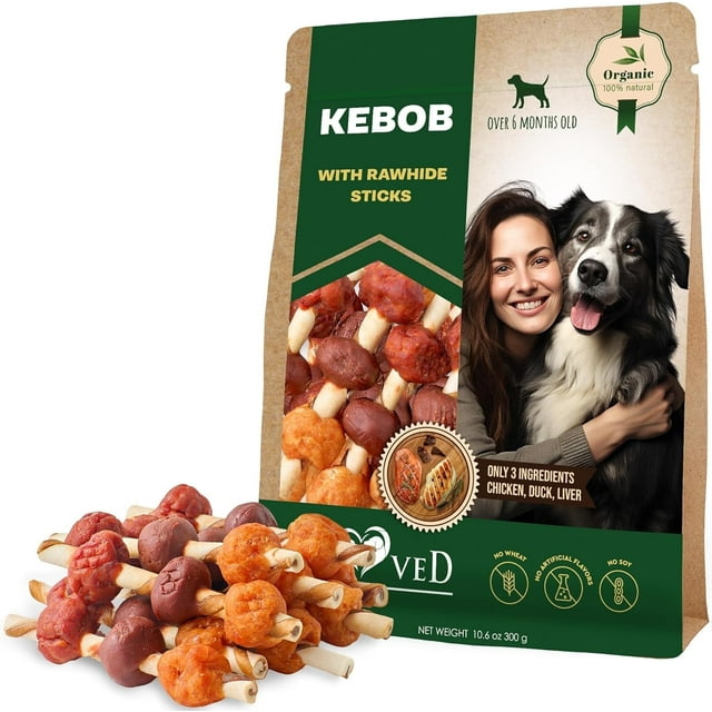 Kabobs Dog Rawhide Treats with Duck & Chicken Human Grade Meat - All ...