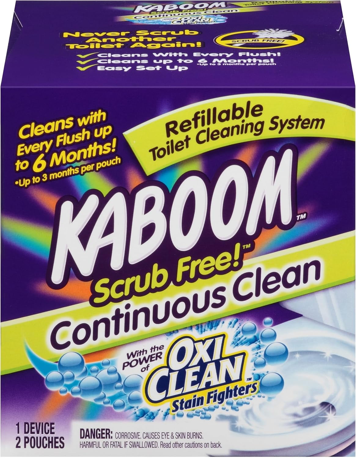 Kaboom Scrub Free! Toilet Bowl Cleaner System with 2 Refills - Walmart.com
