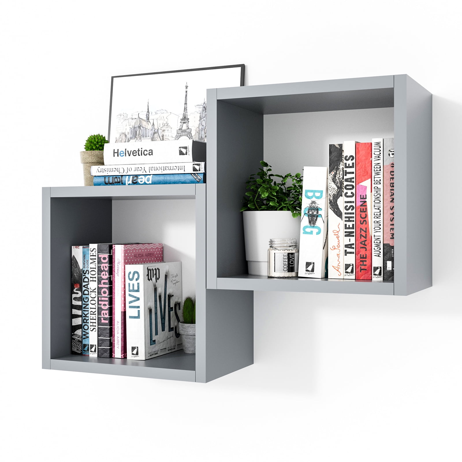 Kaboon Wall Mount Cube Shelf Set of 2, 12.5x12.5x7.87, Model-Cube-Shelf ...