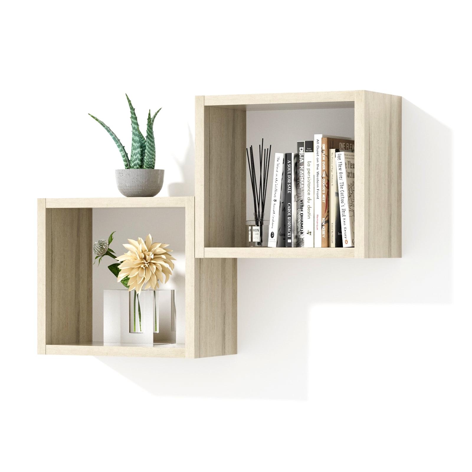 Kaboon Wall Mount Cube Shelf Set of 2, 12.5x12.5x7.87, Model-Cube-Shelf ...