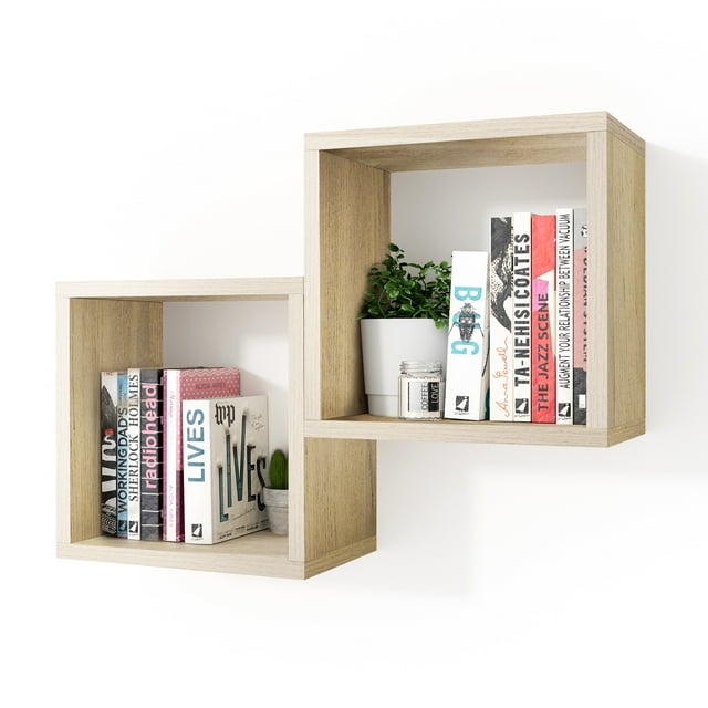Kaboon Wall Mount Cube Shelf Set of 2, 12.5x12.5x7.87, Model-Cube-Shelf ...