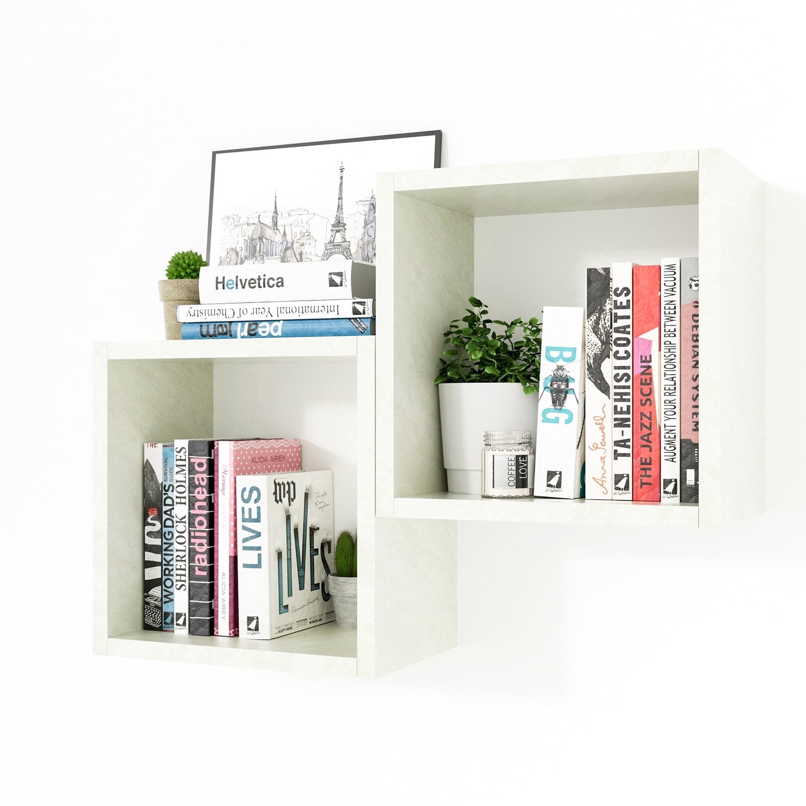 Kaboon Wall Mount Cube Shelf Set of 2, 12.5x12.5x7.87, Model-Cube-Shelf ...