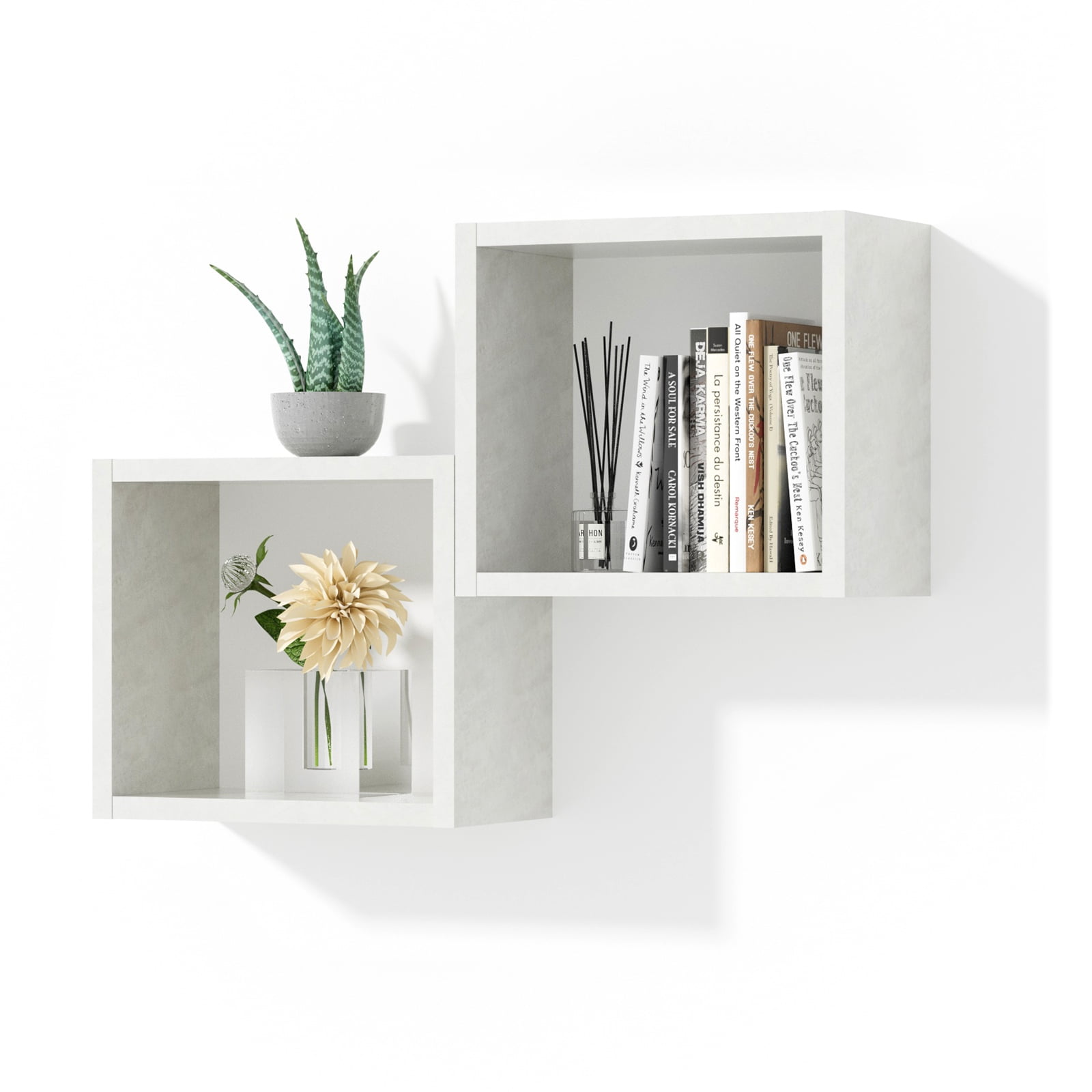 Kaboon Wall Mount Cube Shelf Set of 2, 12.5x12.5x7.87, Model-Cube-Shelf ...