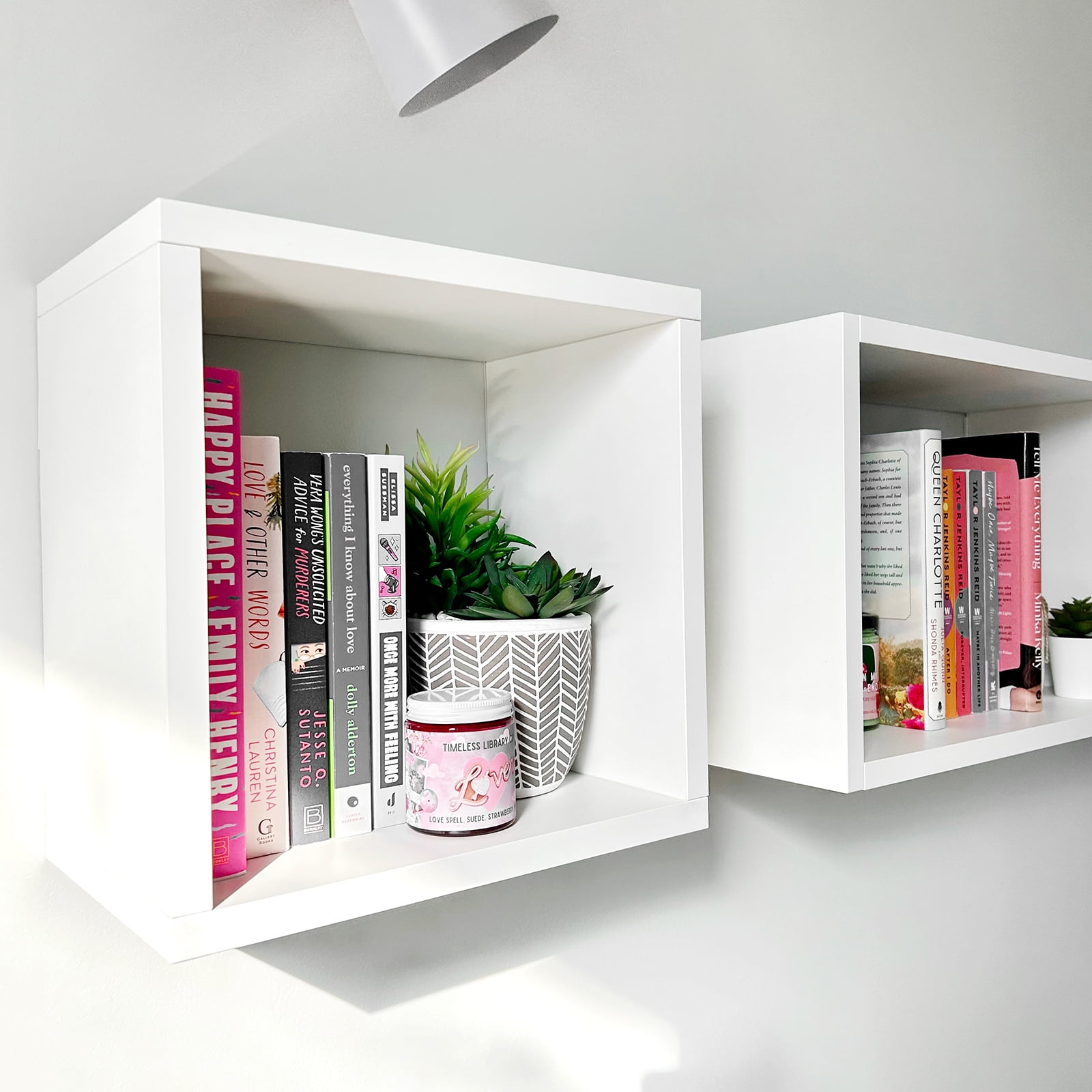 Kaboon Wall Mount Cube Shelf Set of 2, Melamine Shelves Square 12.5x12 ...