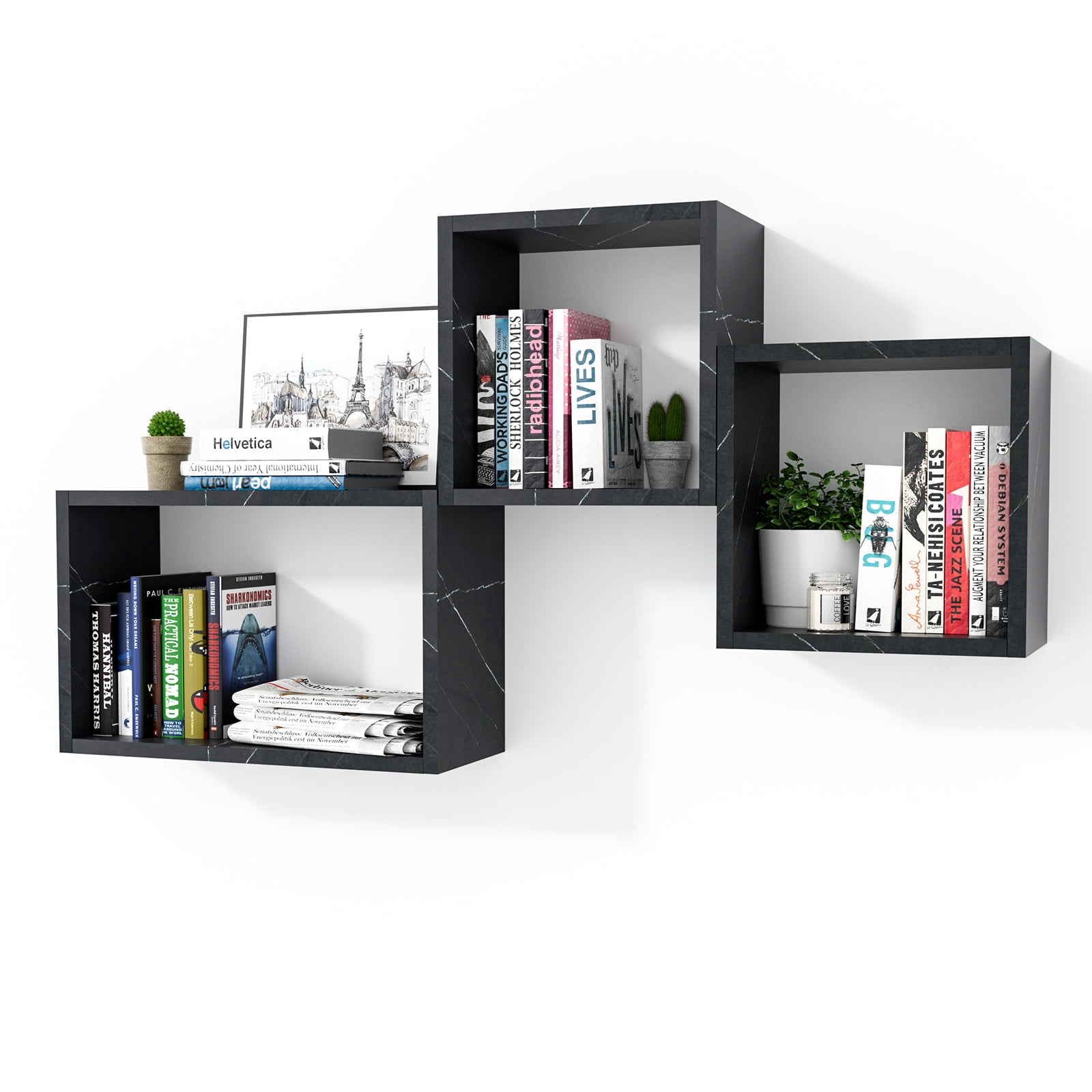 Kaboon Wall Mount Cube Shelf Set of 3,19.75x12.5x7.75, Model-Cube-Shelf ...