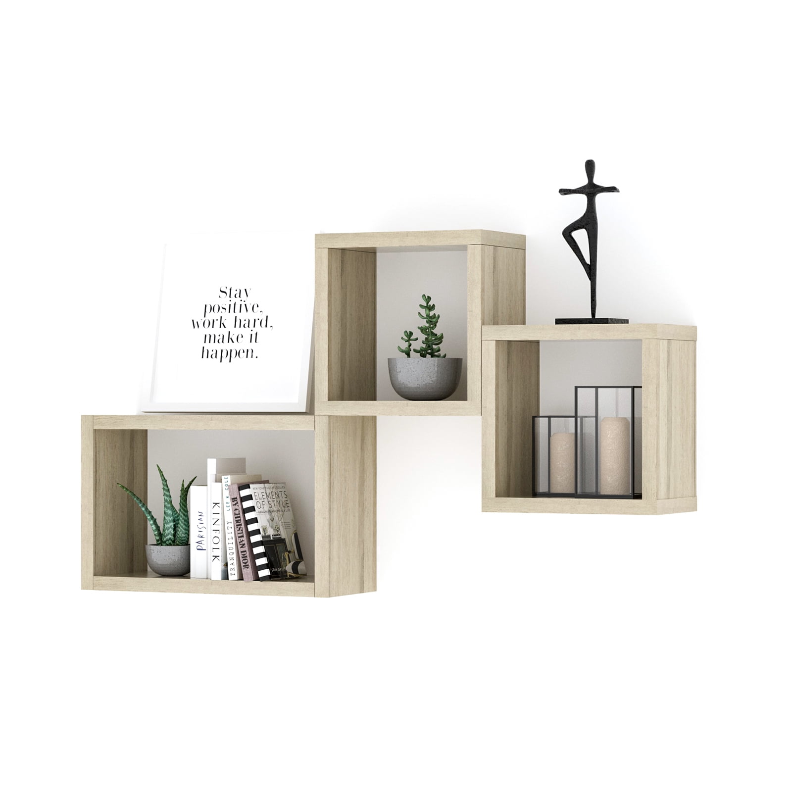 Kaboon Wall Mount Cube Shelf Set of 3,19.75x12.5x7.75, Model-Cube-Shelf ...