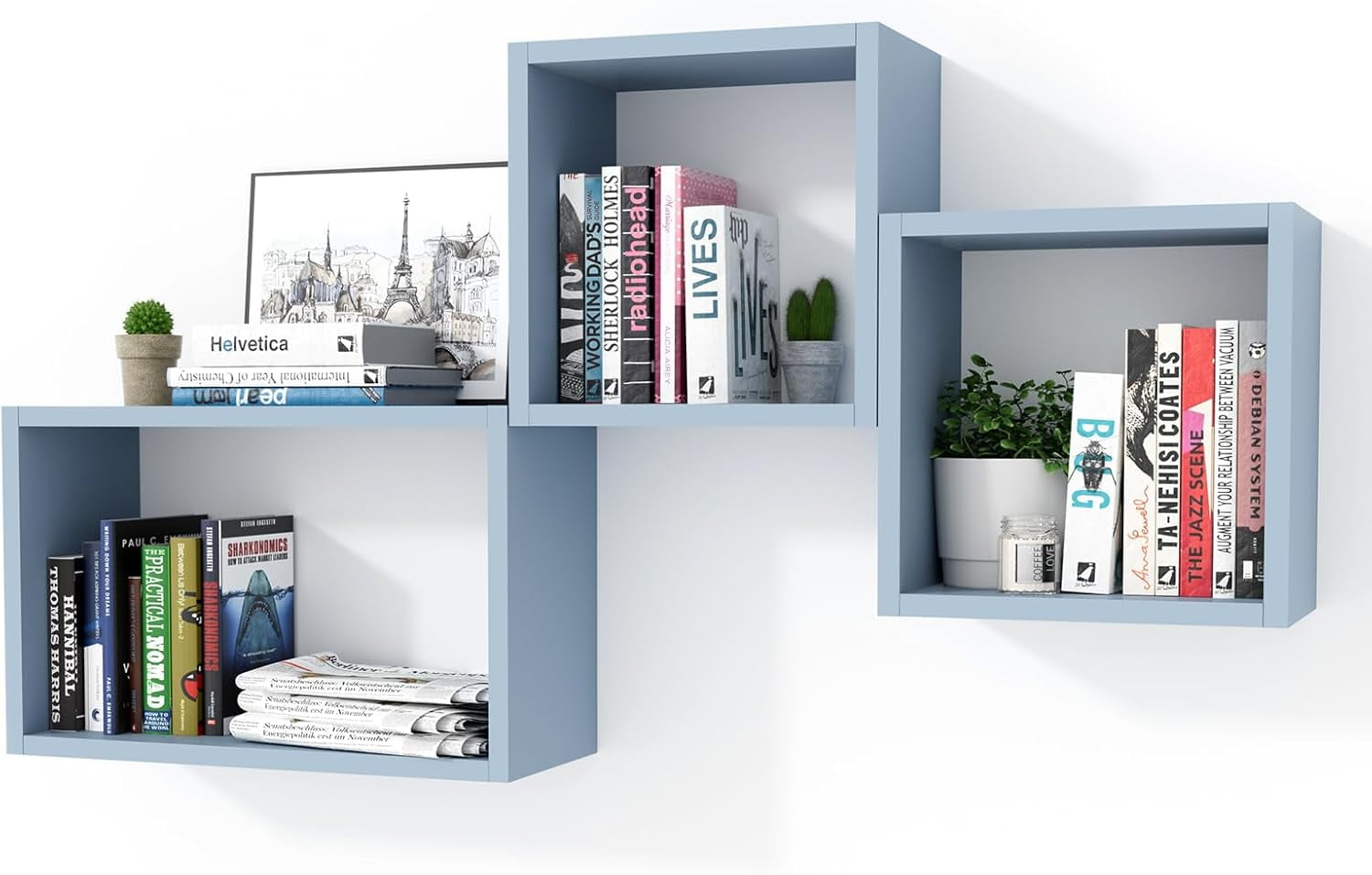 Kaboon Wall Mount Shelf Set of 3, Floating Cube Shelves for Space ...
